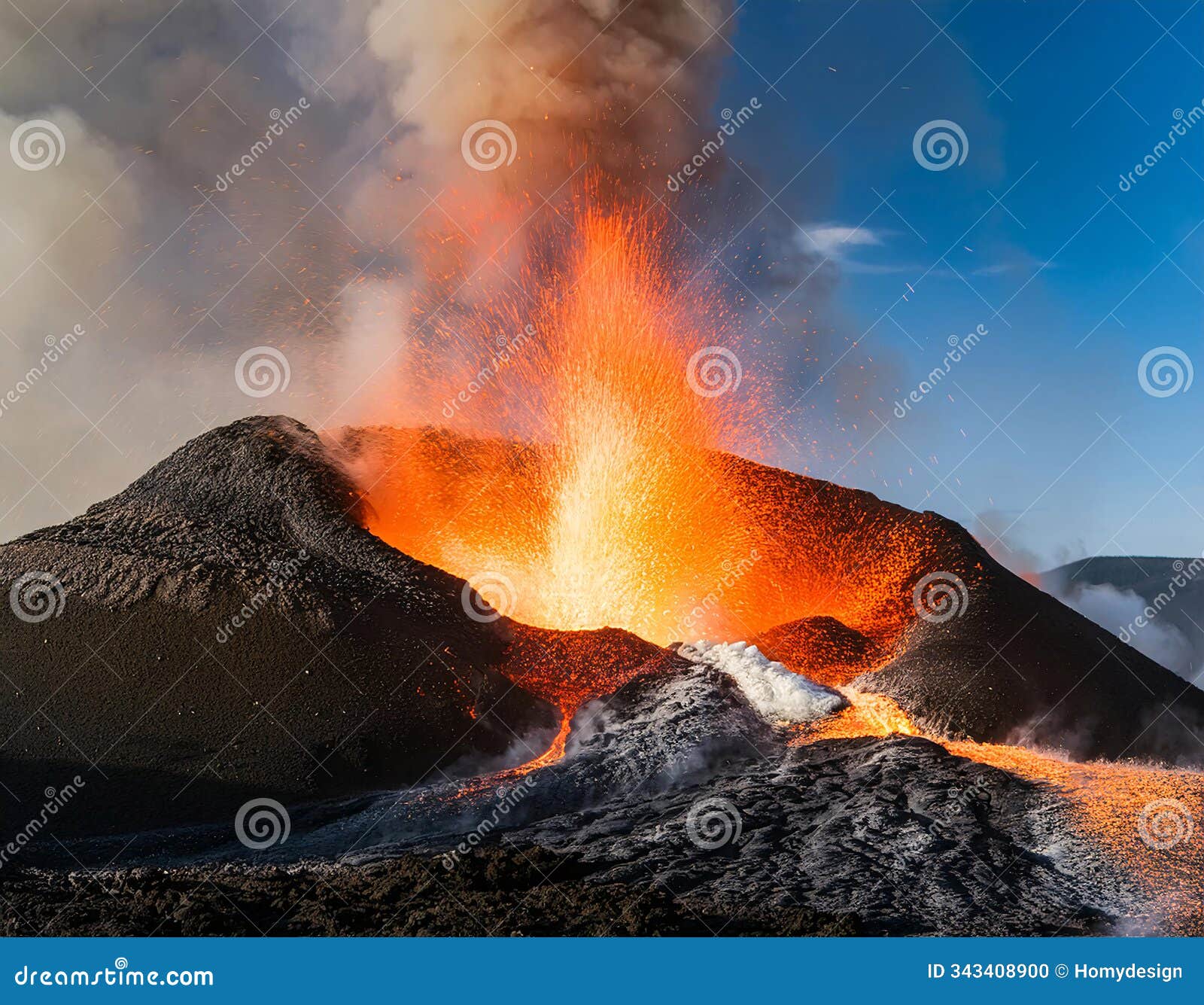 Fiery Eruption Volcano Collage Royalty-Free Stock Image | CartoonDealer ...