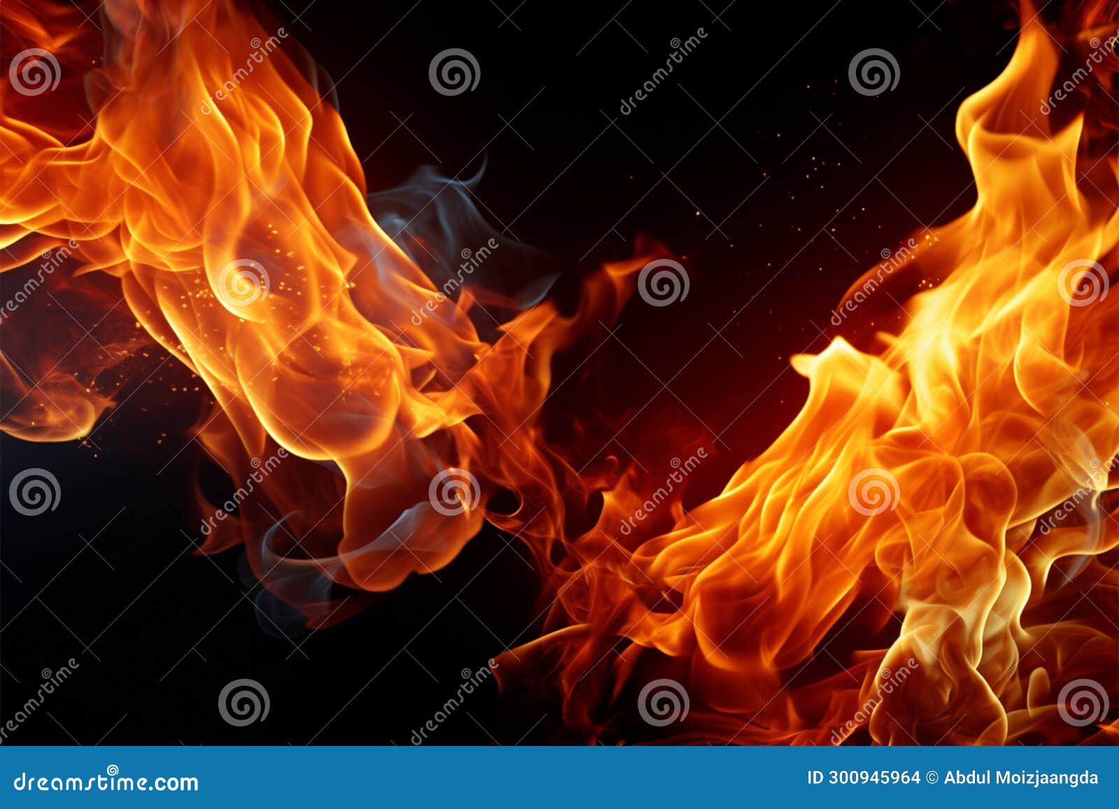 Fiery Essence Intense Fire Flames Closeup on Black Isolated Background ...