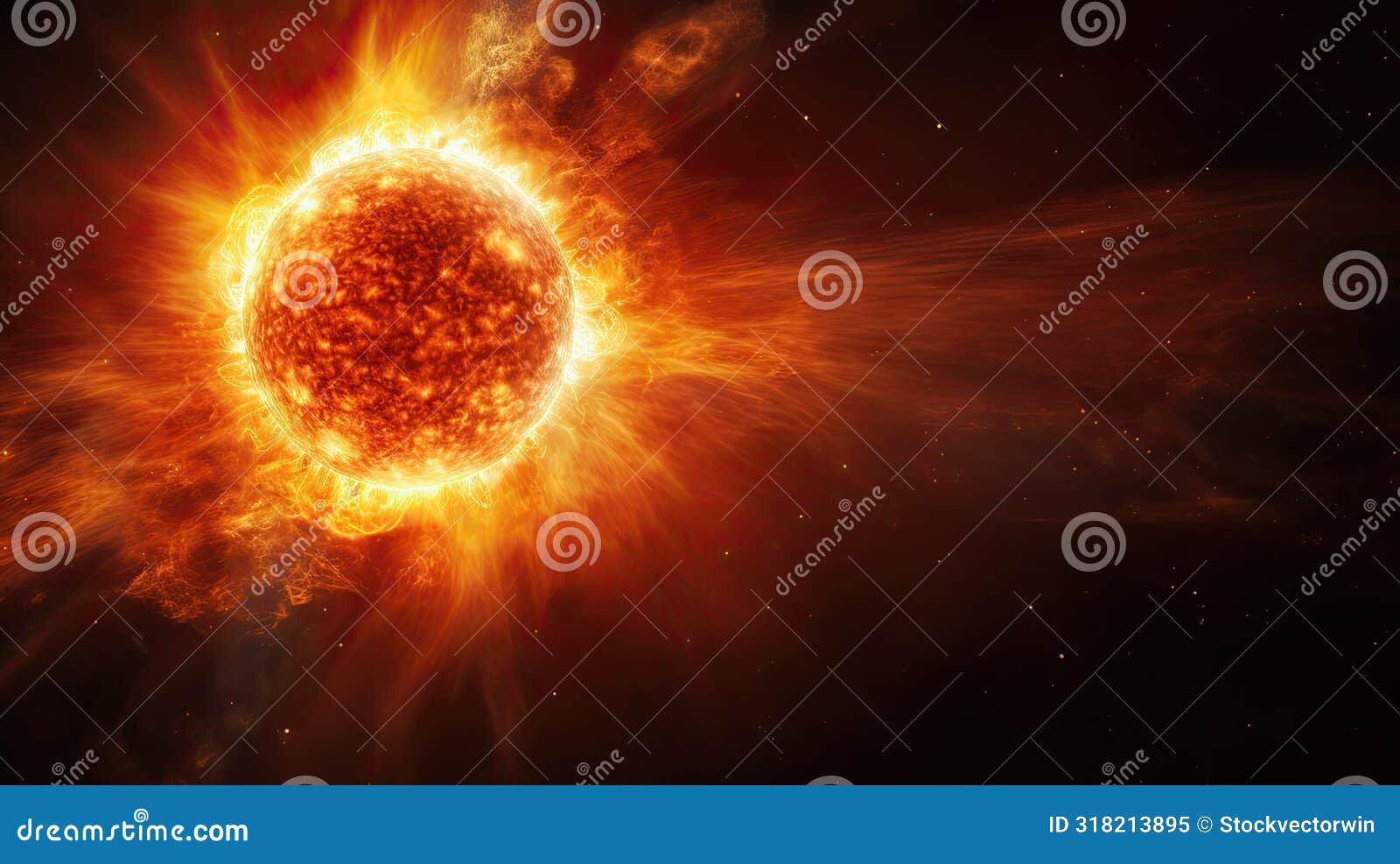 Fiery exploding sun stock illustration. Illustration of nearby - 318213895