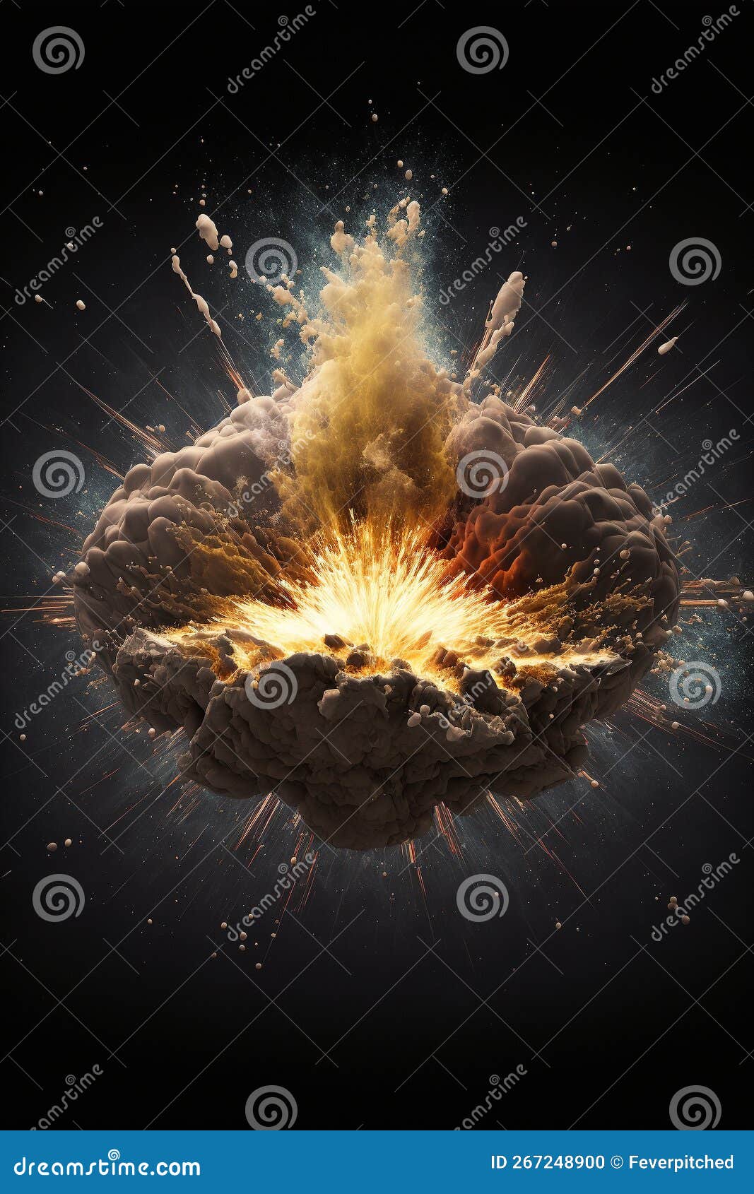 Firey Explosion Of Color Brainwaves Souls Of Humans AI Generative Stock ...