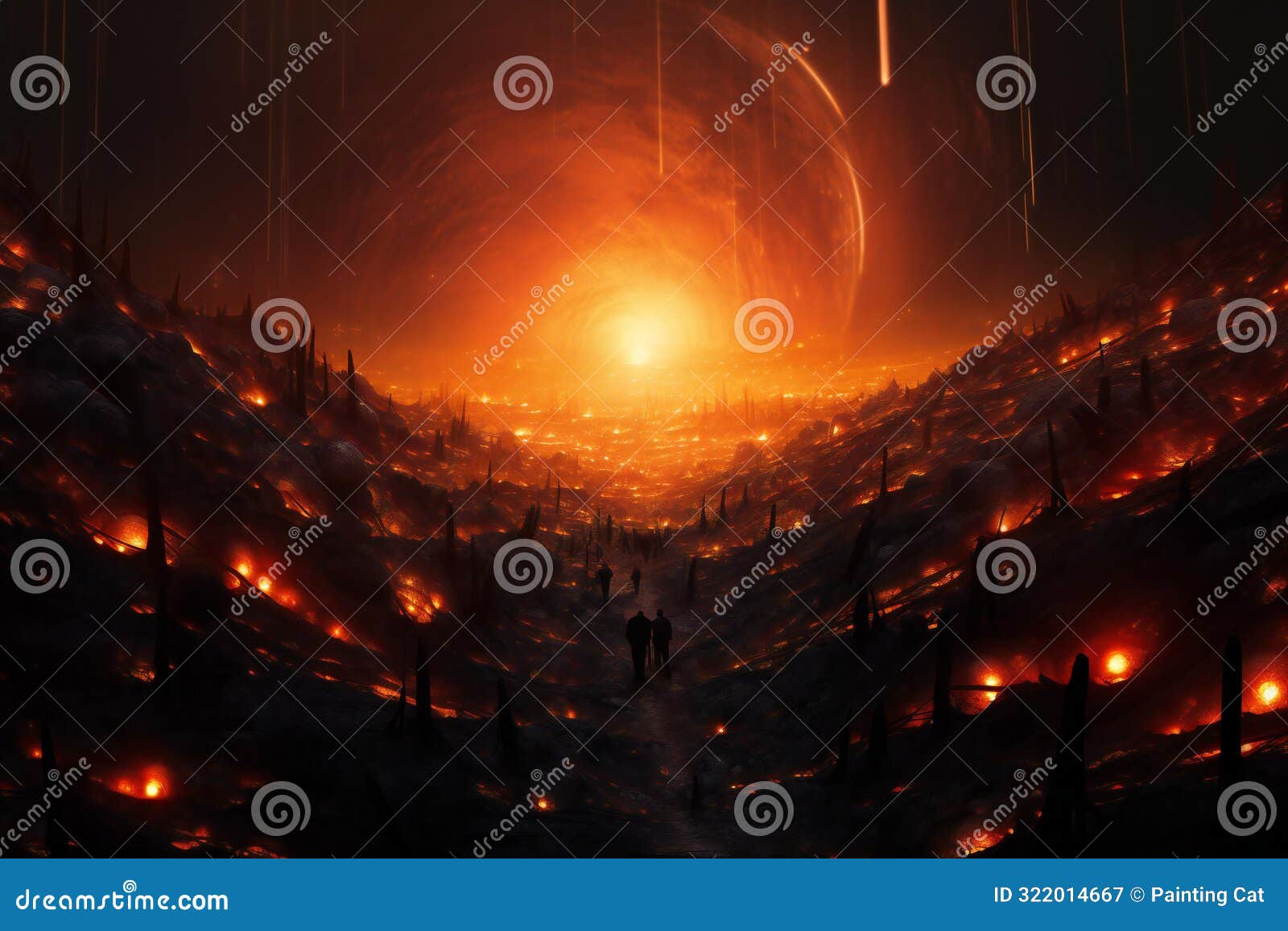 Fiery Explosion in the Dark Forest, Fire and Smoke in the Forest Stock ...