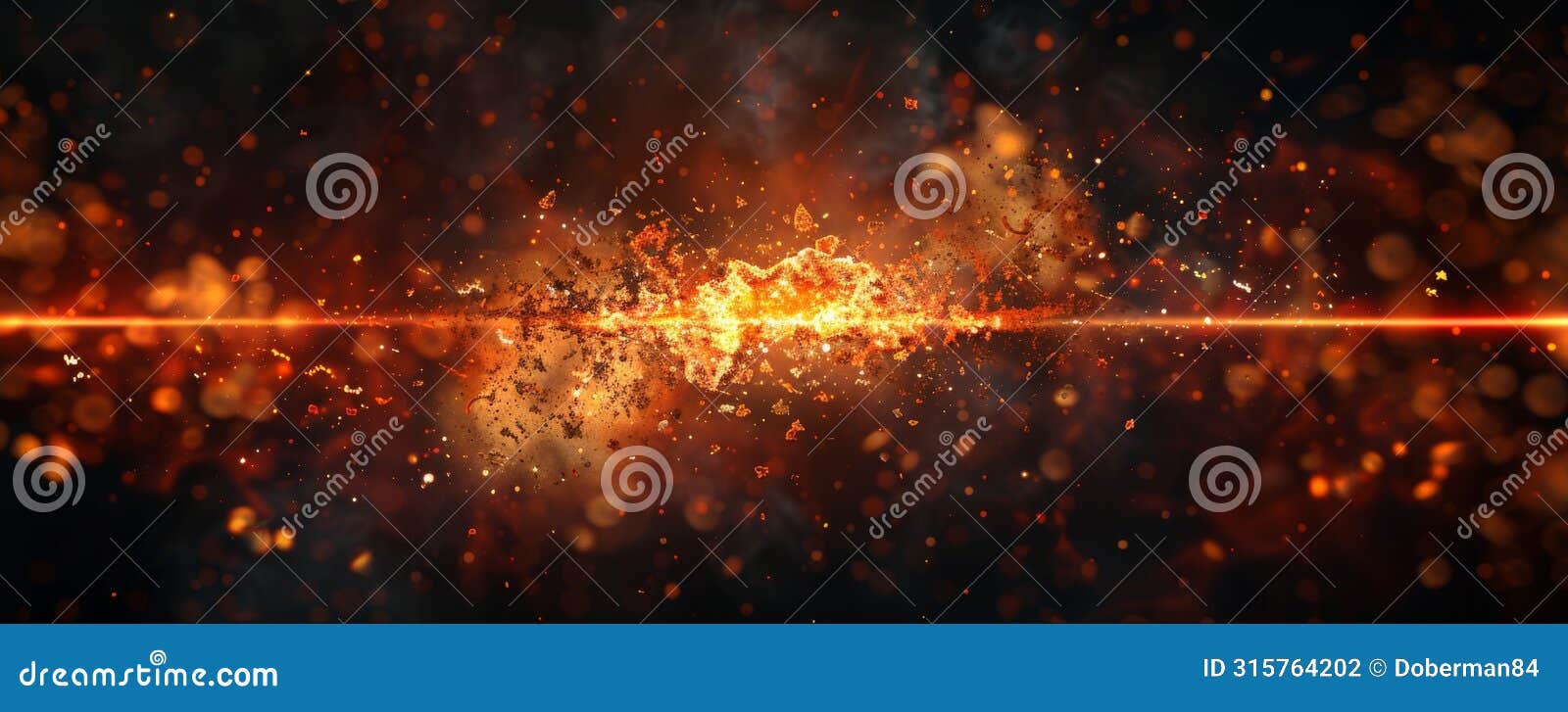 Fiery Explosion in Dark Space with Bright Lights and Sparks, Ideal for ...