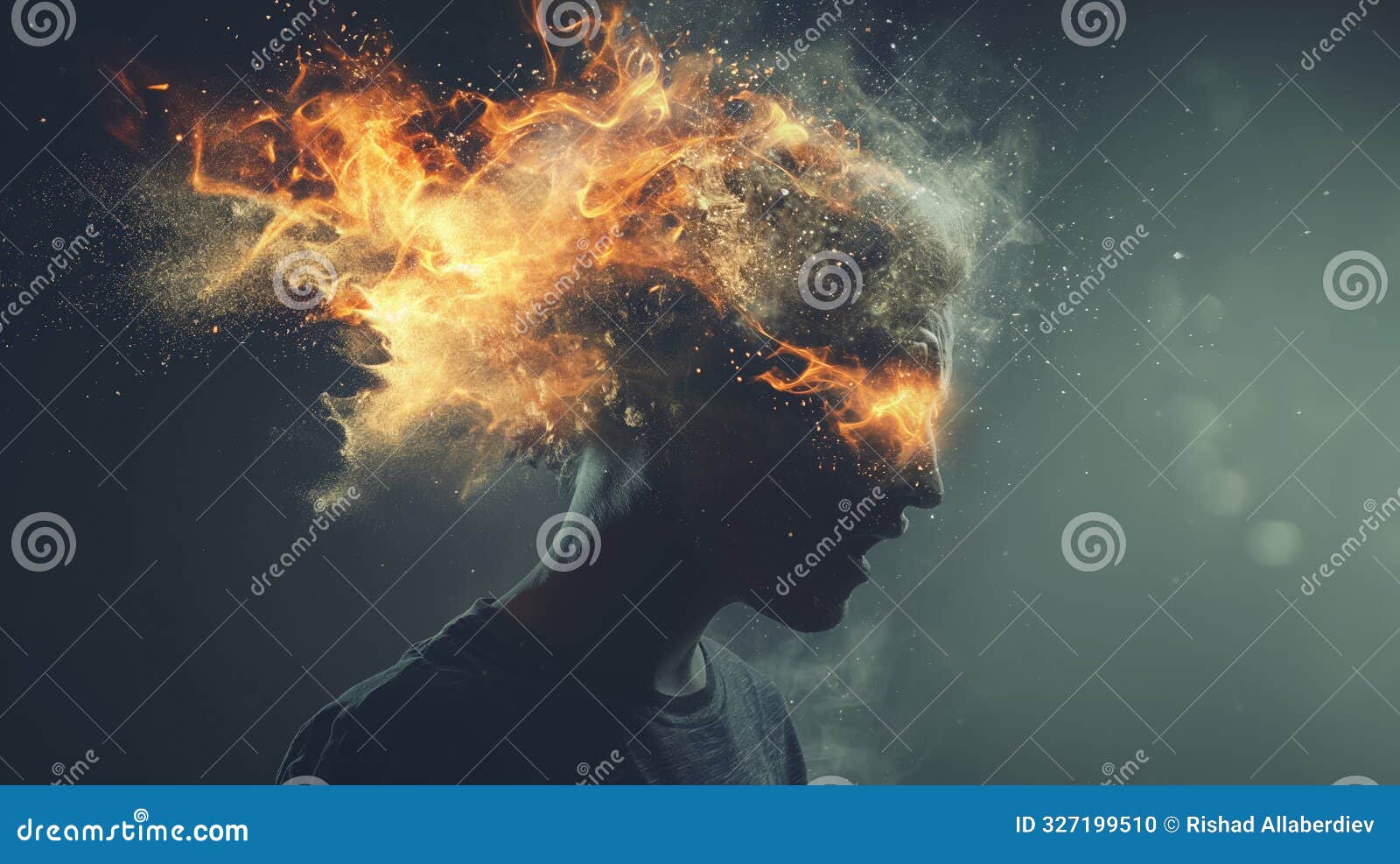 Fiery Explosion Emanating from a Person S Head Stock Illustration ...