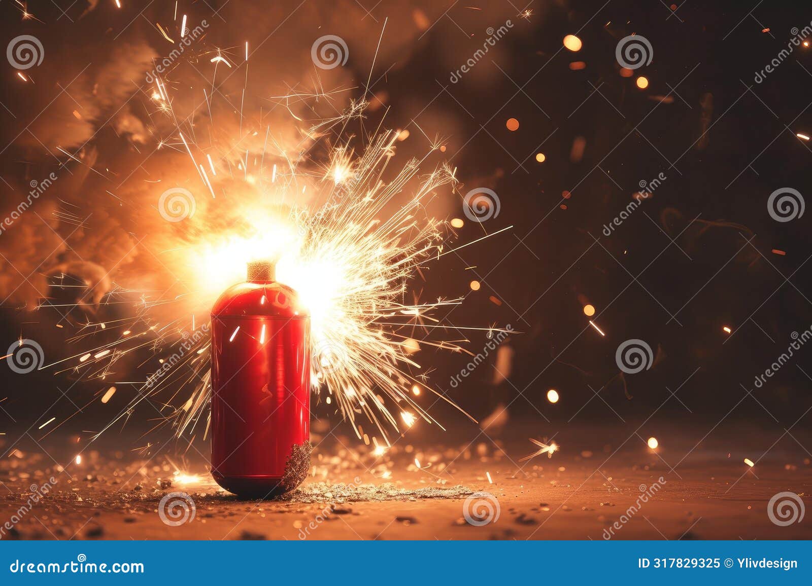 Fiery Explosion from a Fire Extinguisher at Night Stock Image - Image ...