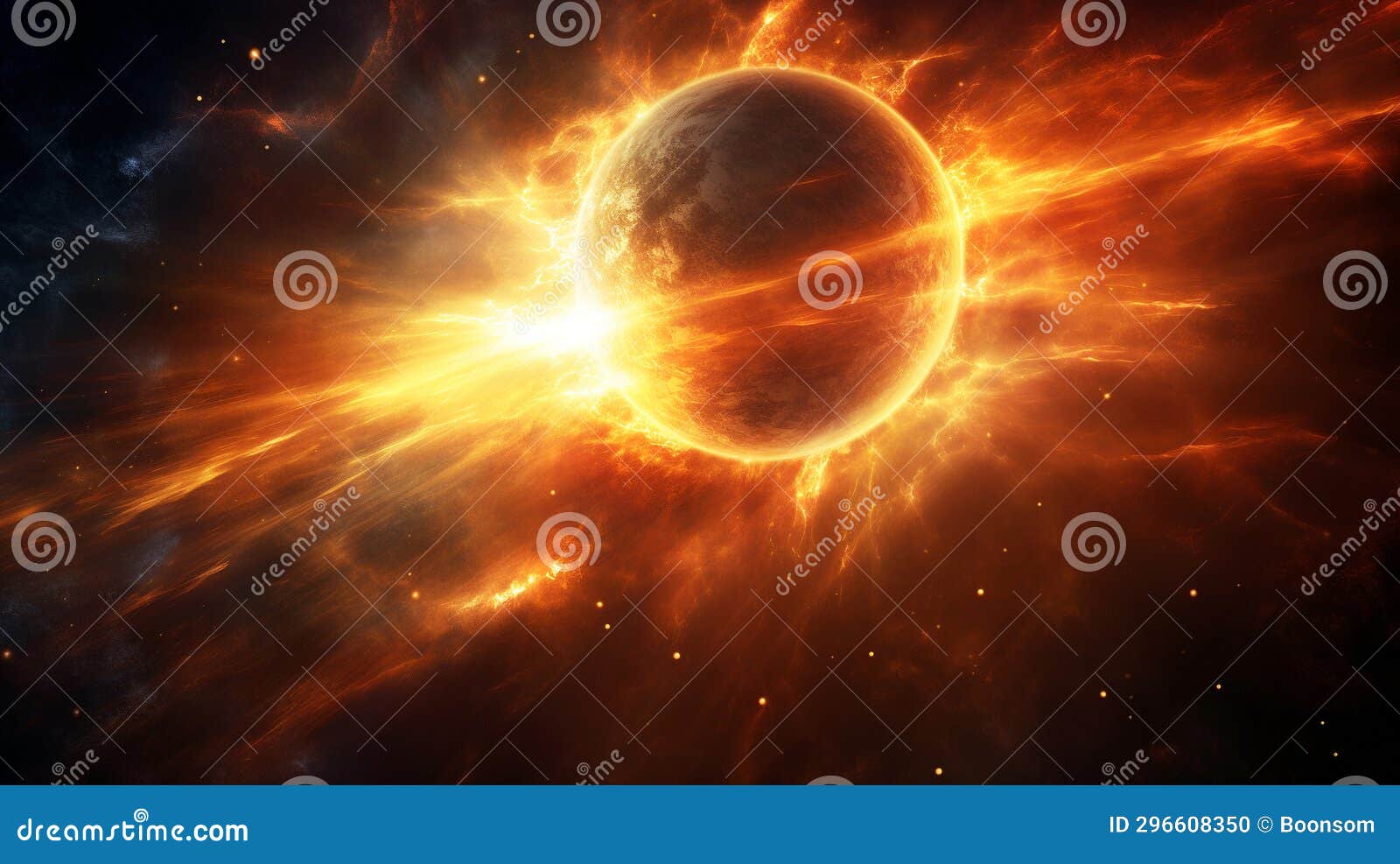 Fiery Explosion in Space Abstract Background. Supernova Solar Storm in ...