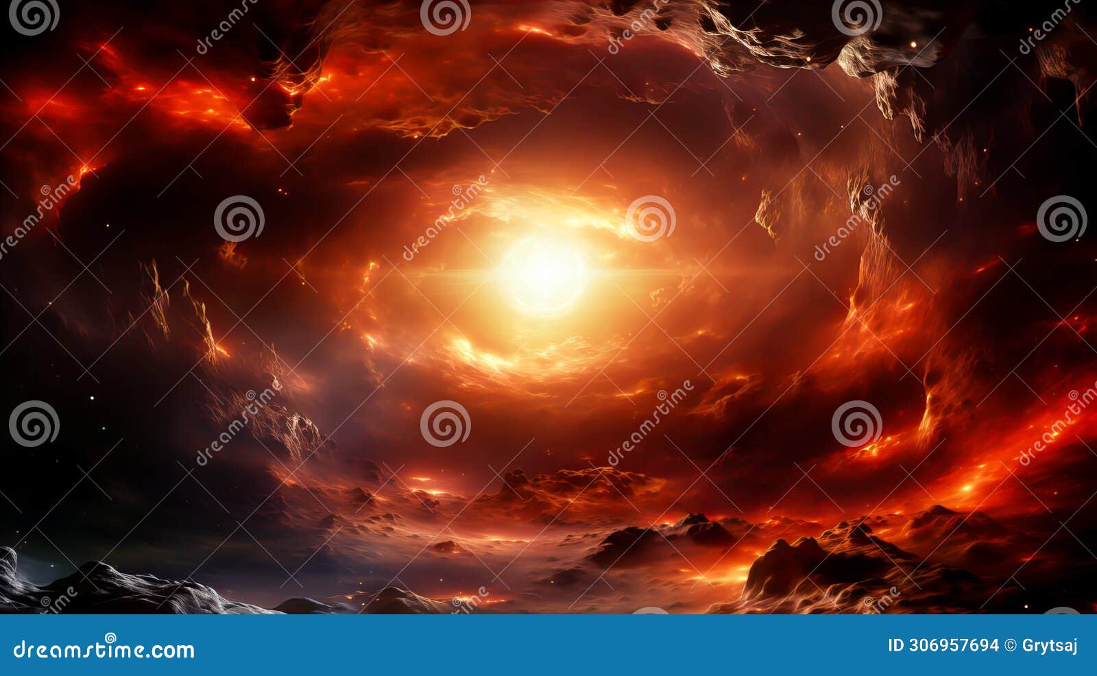 Fiery Explosion in Space, Computer Generated Abstract Background Stock ...