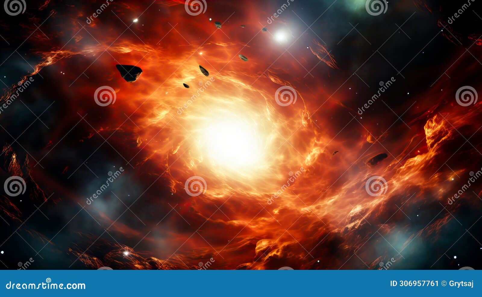 Fiery Explosion in Space, Computer Generated Abstract Background Stock ...