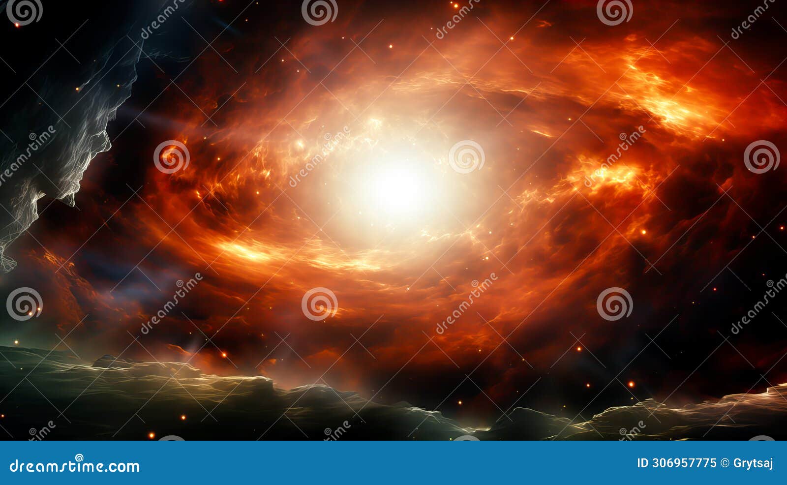 Fiery Explosion in Space, Computer Generated Abstract Background Stock ...