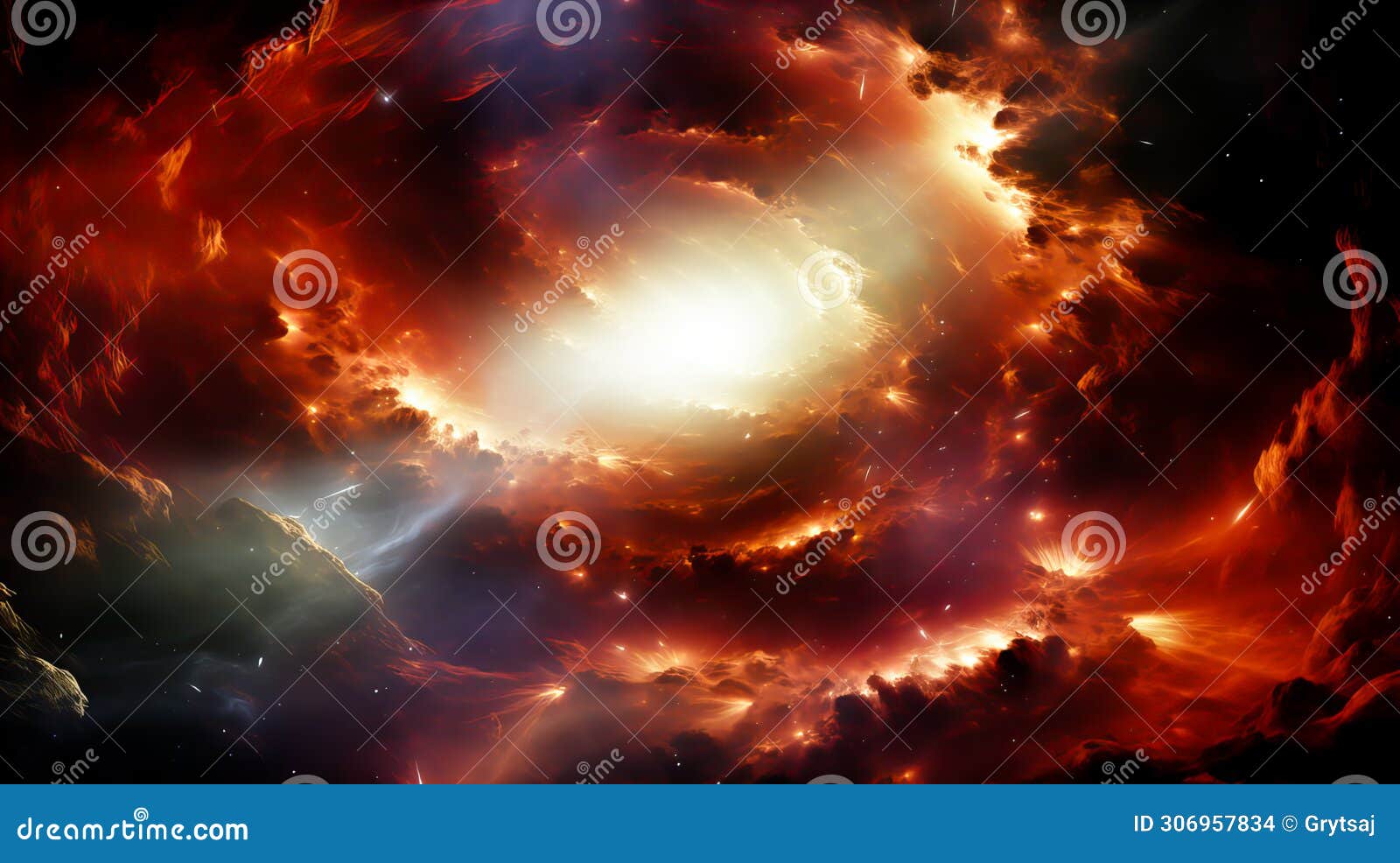 Fiery Explosion in Space, Computer Generated Abstract Background Stock ...