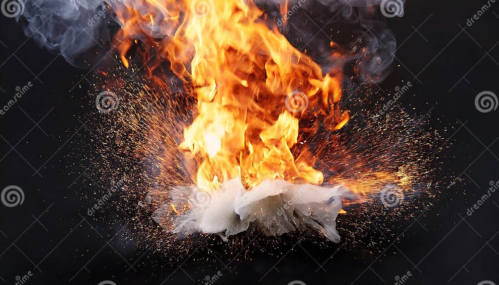 A Fiery Explosion, with a White Object Engulfed in Flames, Creating a ...