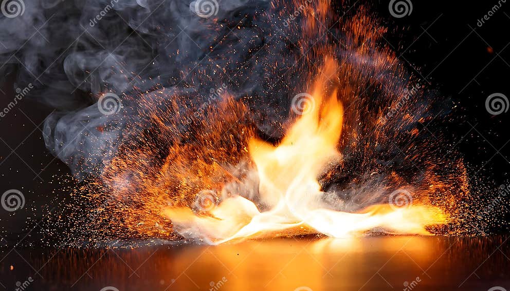 A Fiery Explosion, with a White Object Engulfed in Flames, Creating a ...