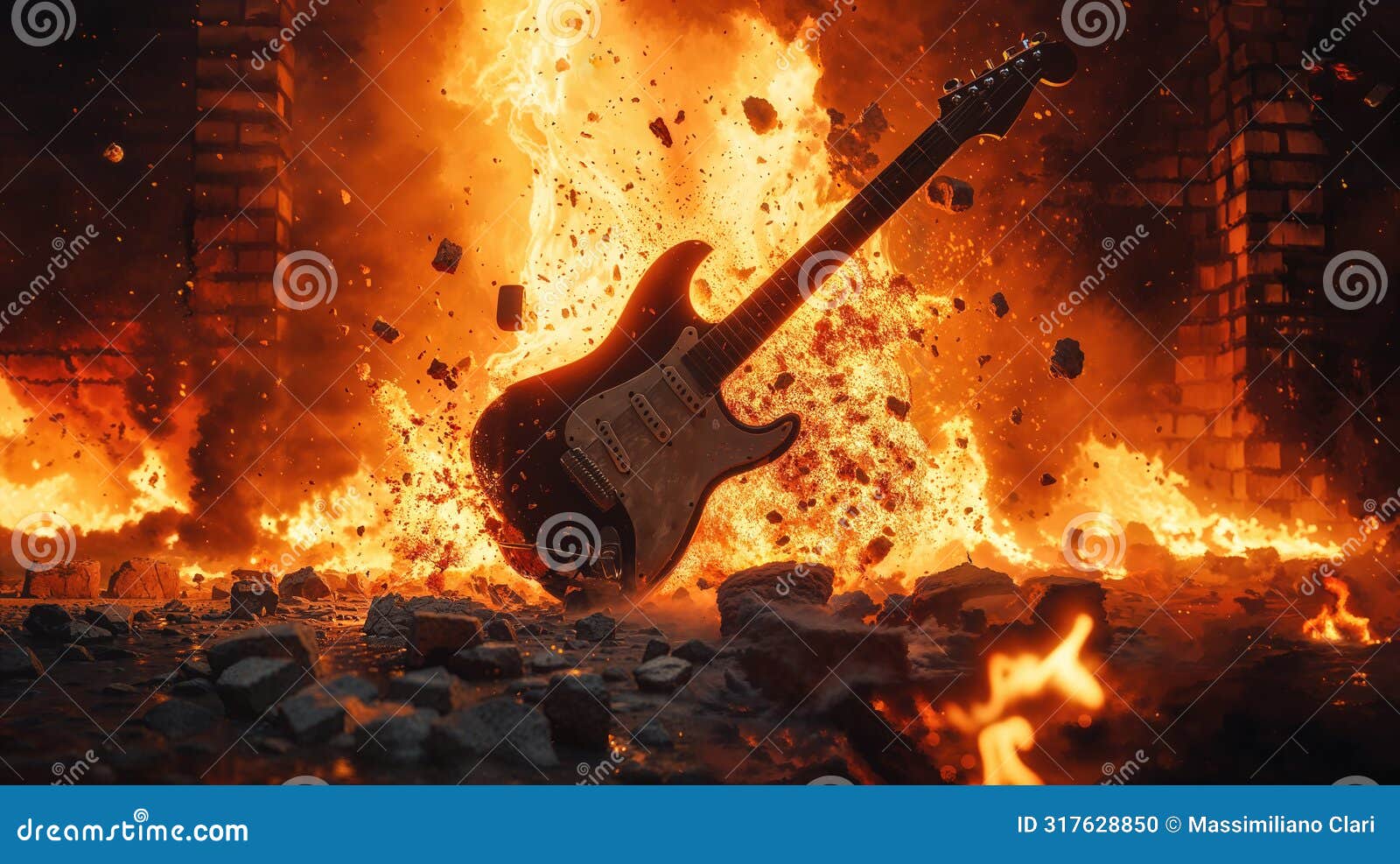 Fiery and Explosive Electric Guitar Performance with Flames, Fire, and ...