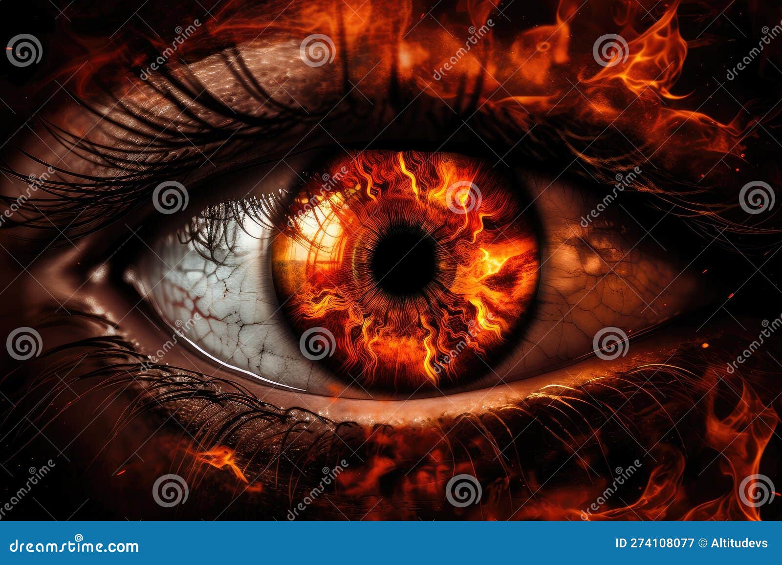 Fiery Eye, Burning with Rage and Vengeance Stock Illustration ...