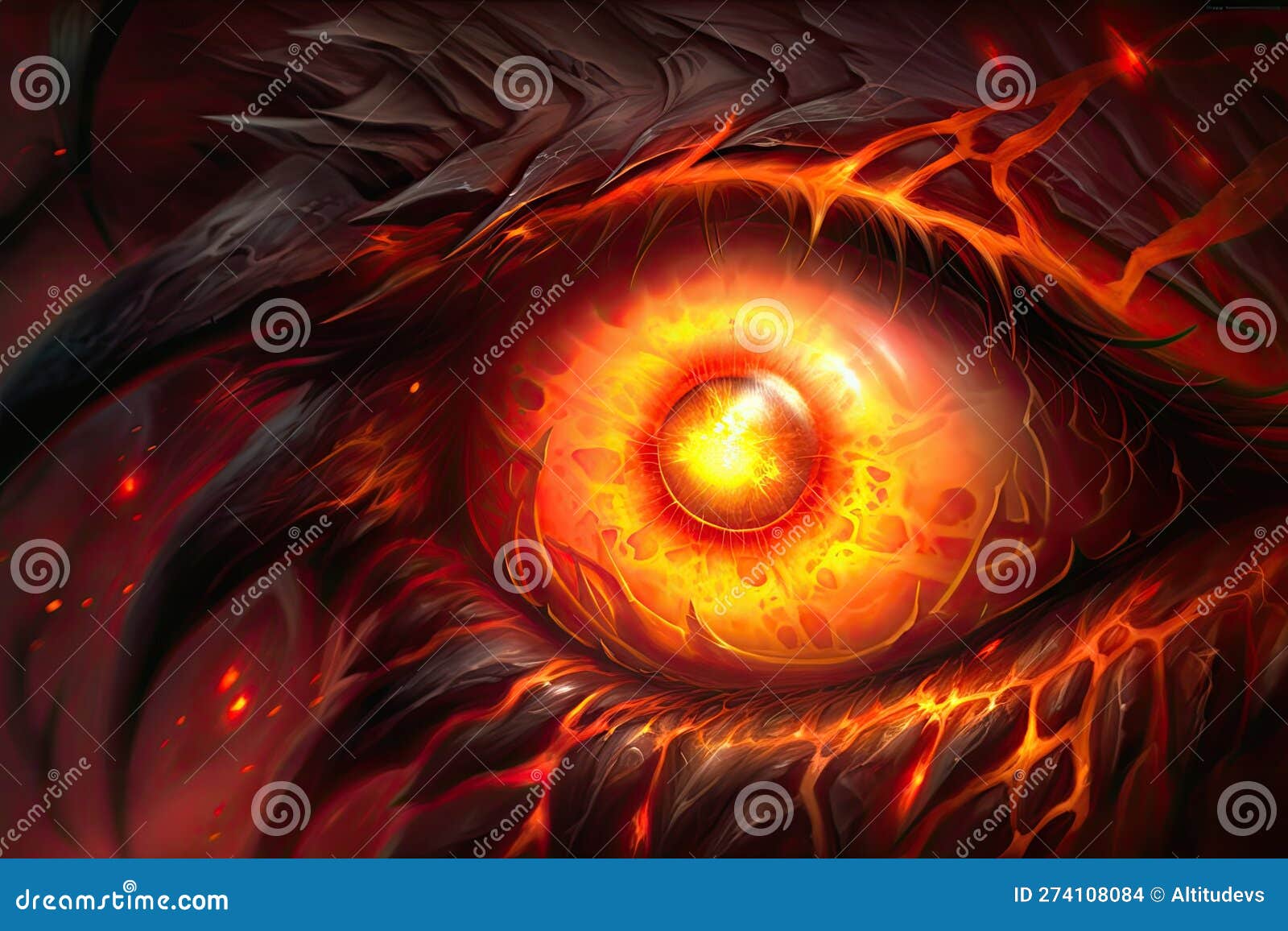 Fiery Eye, Burning with Rage and Vengeance Stock Illustration ...