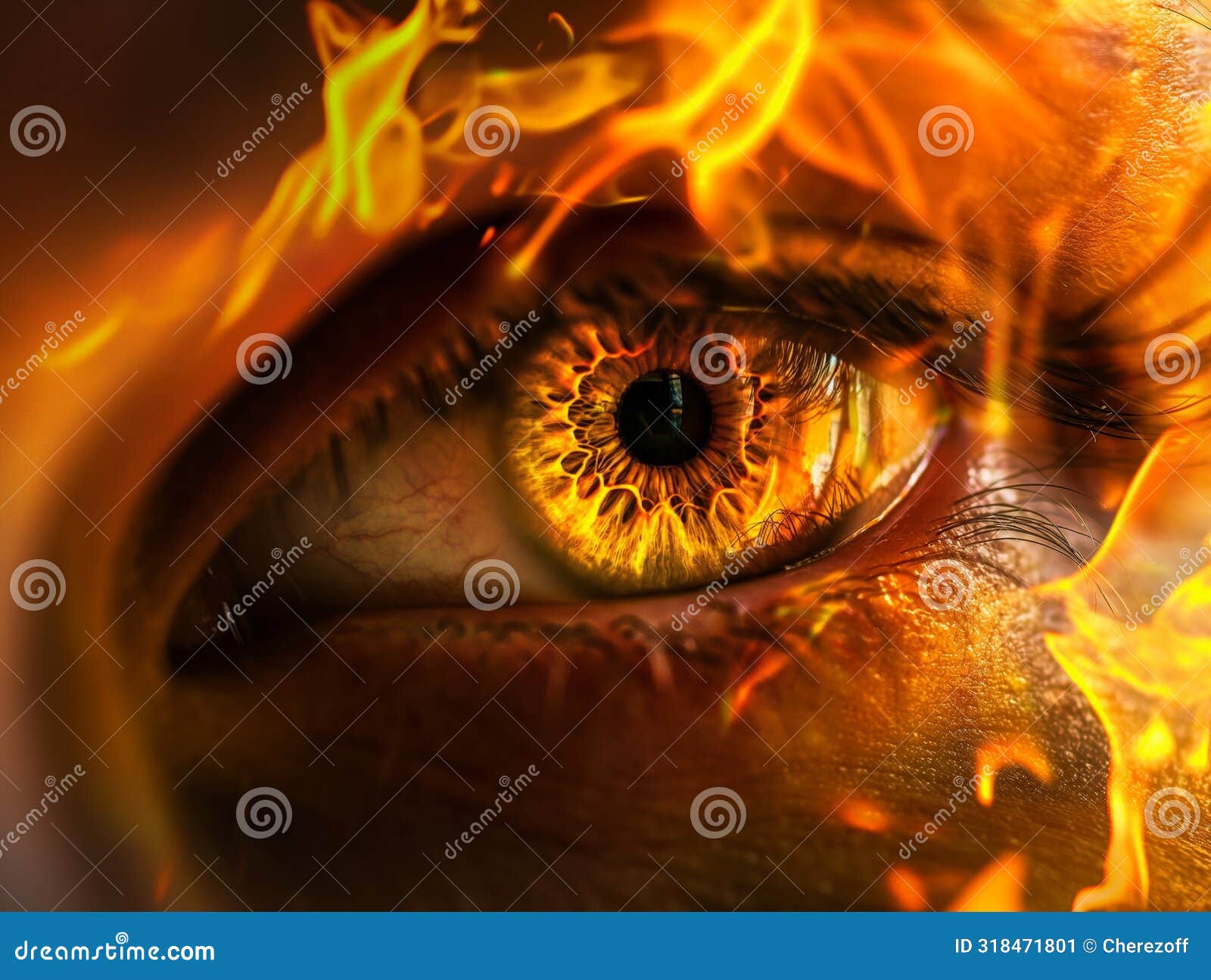 Fiery Eye Close-Up stock image. Image of closeup, passion - 318471801