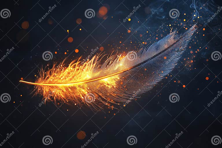 Fiery Feather, a Magical Bird S Flight Stock Illustration ...