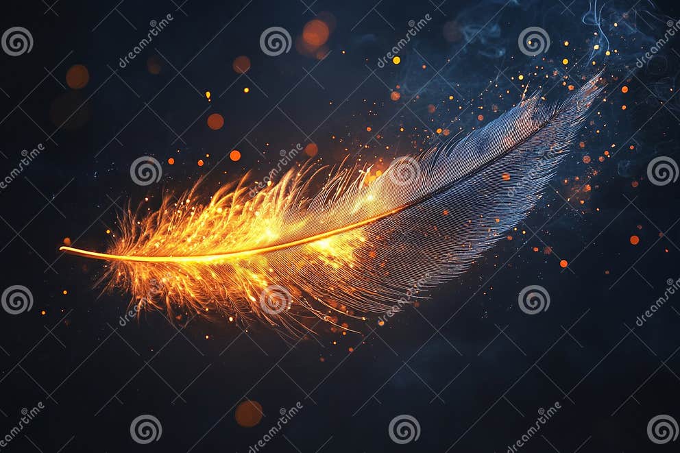 Fiery Feather, a Magical Bird S Flight Stock Illustration ...