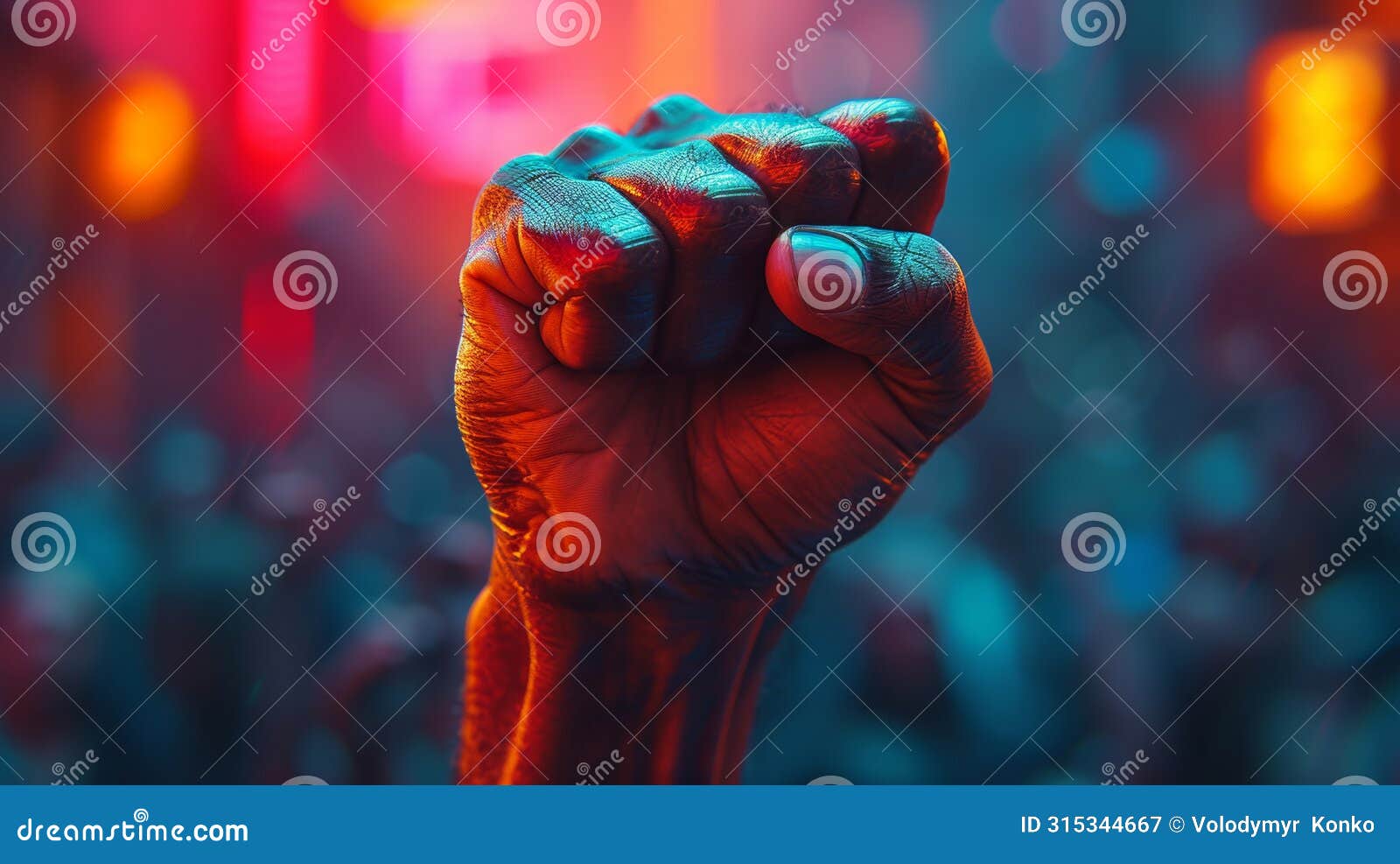 Fiery Fist of Power in Crowd - Strength and Revolution Concept Stock ...
