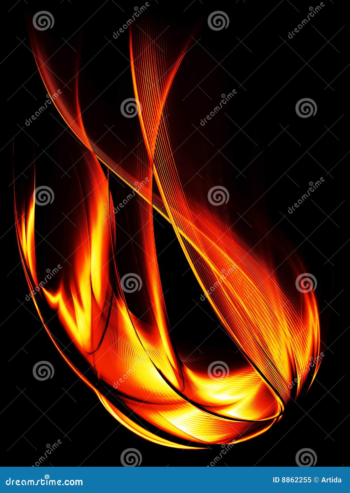 Fiery Flame on a Black Background Stock Illustration - Illustration of ...