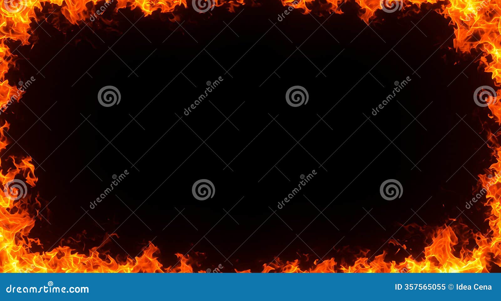 Fiery Flame Border Design Black Background Stock Illustration ...