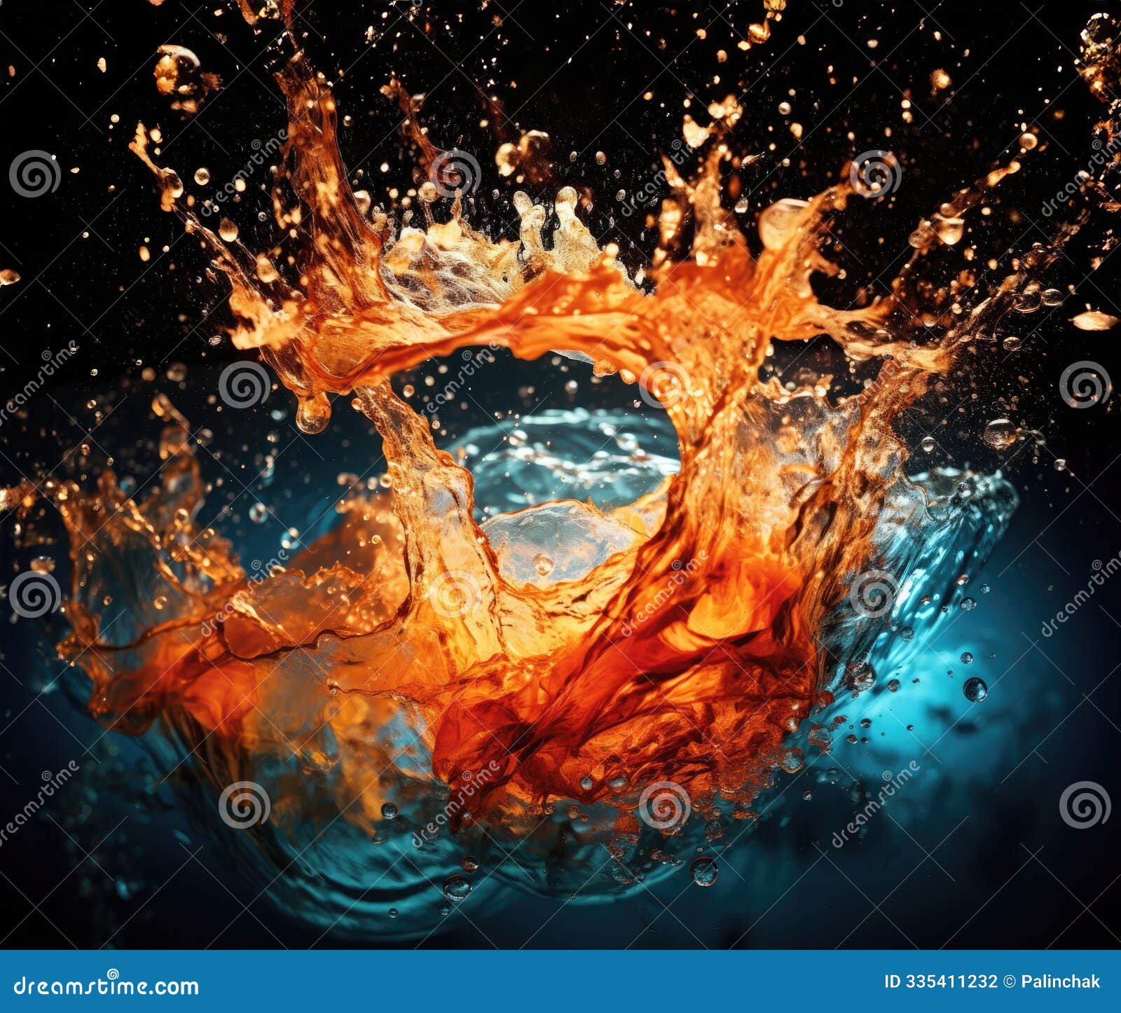 Fiery Flames Clash with Surging Water in a Dynamic Battle of Elements ...