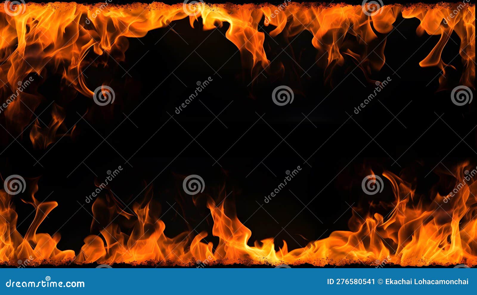 Fiery Flames on Isolated Black Background. Created with Generative AI ...