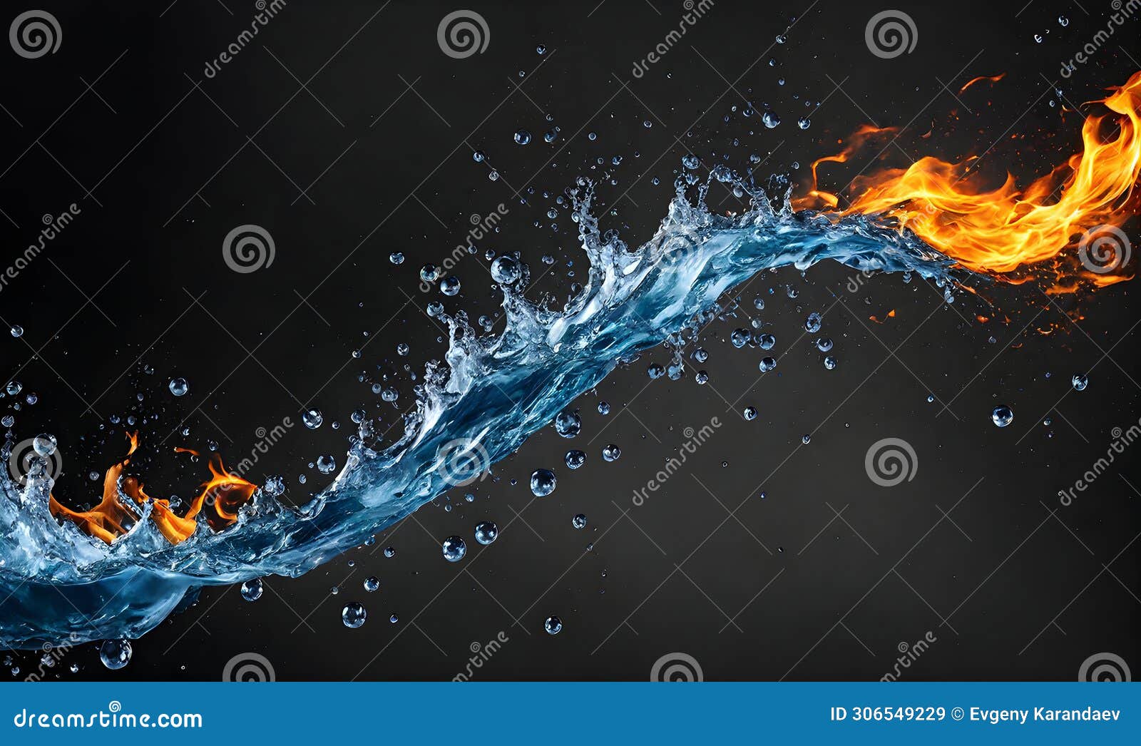 Fiery Flames Meet Cool Splashing Water Stock Illustration ...
