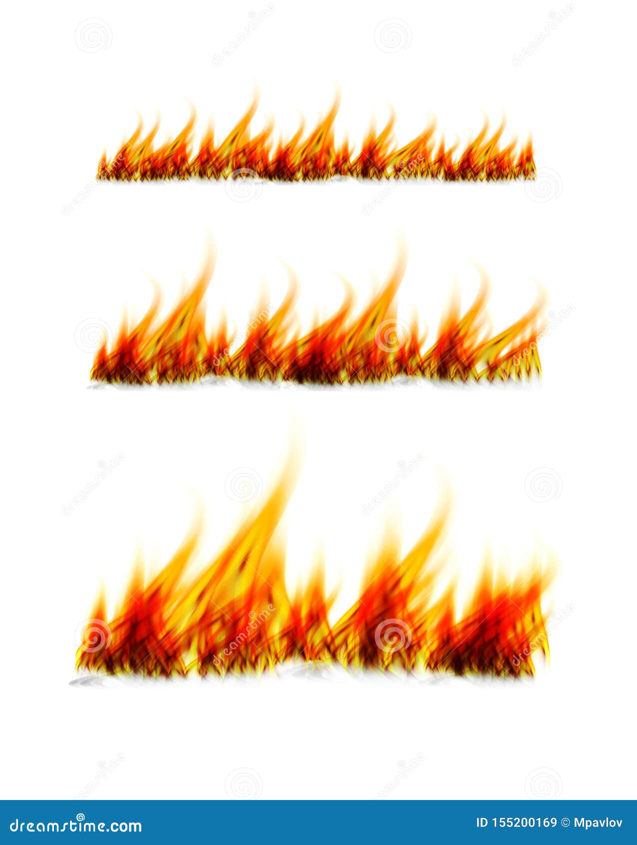 Fiery Flames on a White Background. Fire Bonfire. Vector Illustration ...