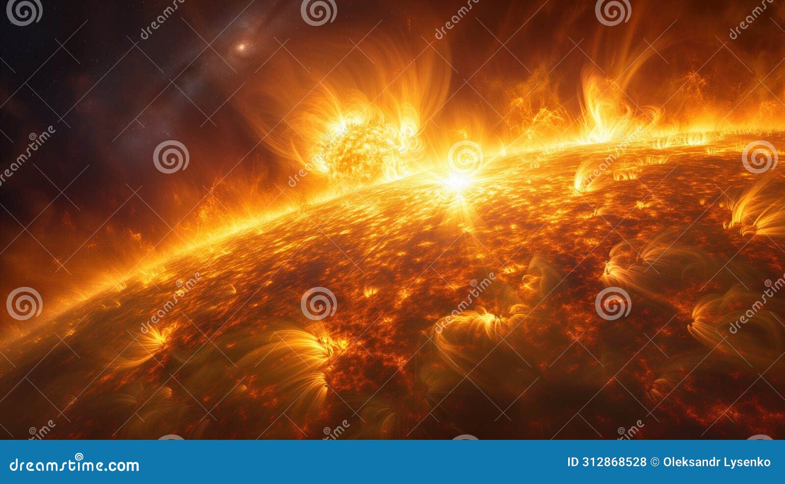 Fiery Flares on the Sun Cosmic Stock Illustration - Illustration of ...