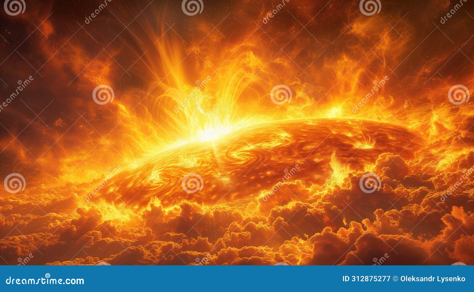 Fiery Flares on the Sun Cosmic Stock Illustration - Illustration of ...