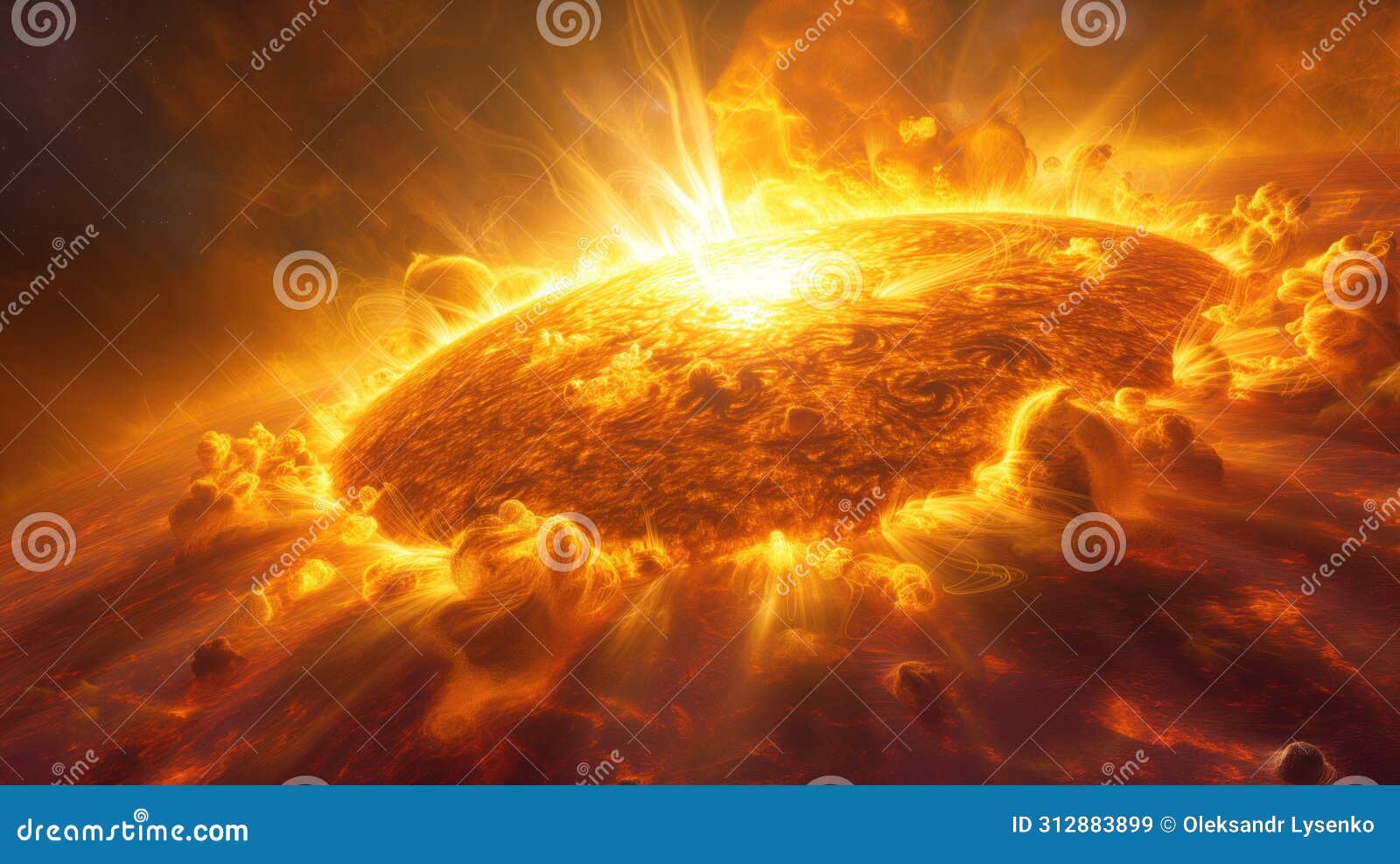 Fiery Flares on the Sun Cosmic Stock Illustration - Illustration of ...