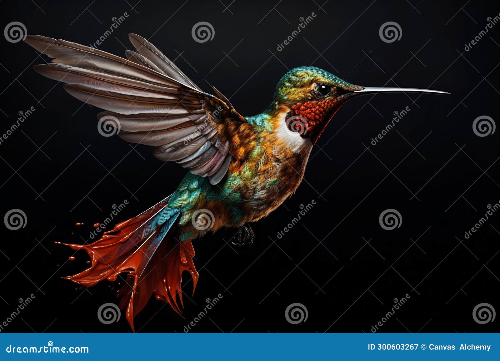 Fiery Flight of Hummingbird Stock Image - Image of animal, midflight ...