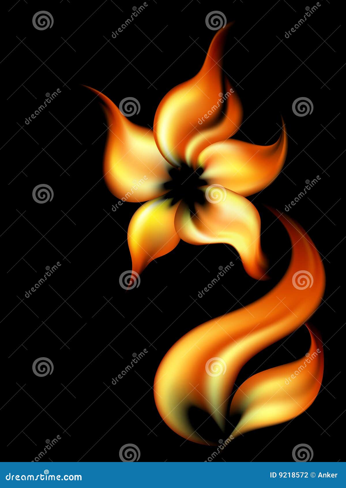 Fiery flower stock vector. Illustration of abstract, fire - 9218572