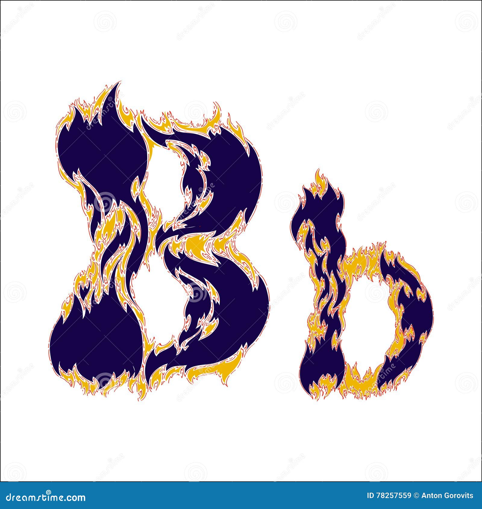 Fiery Font Blue Letter B on a White Background Stock Vector ...