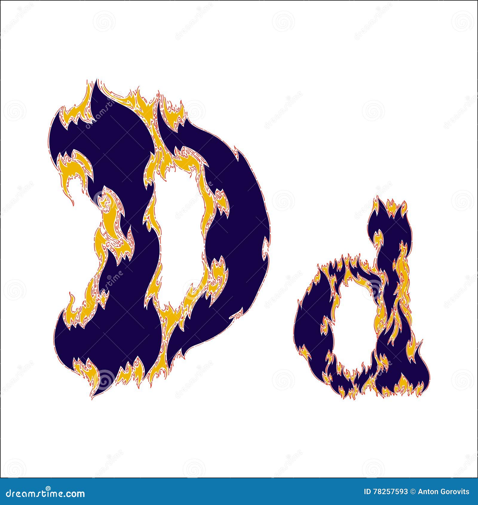 Fiery Font Blue Letter D on a White Background Stock Vector ...
