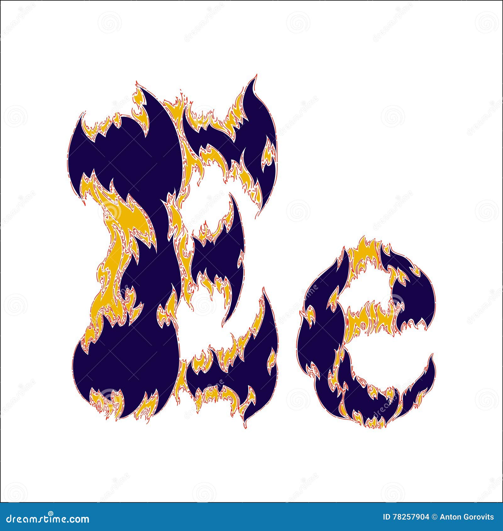 Fiery Font Blue Letter E on a White Background Stock Vector ...