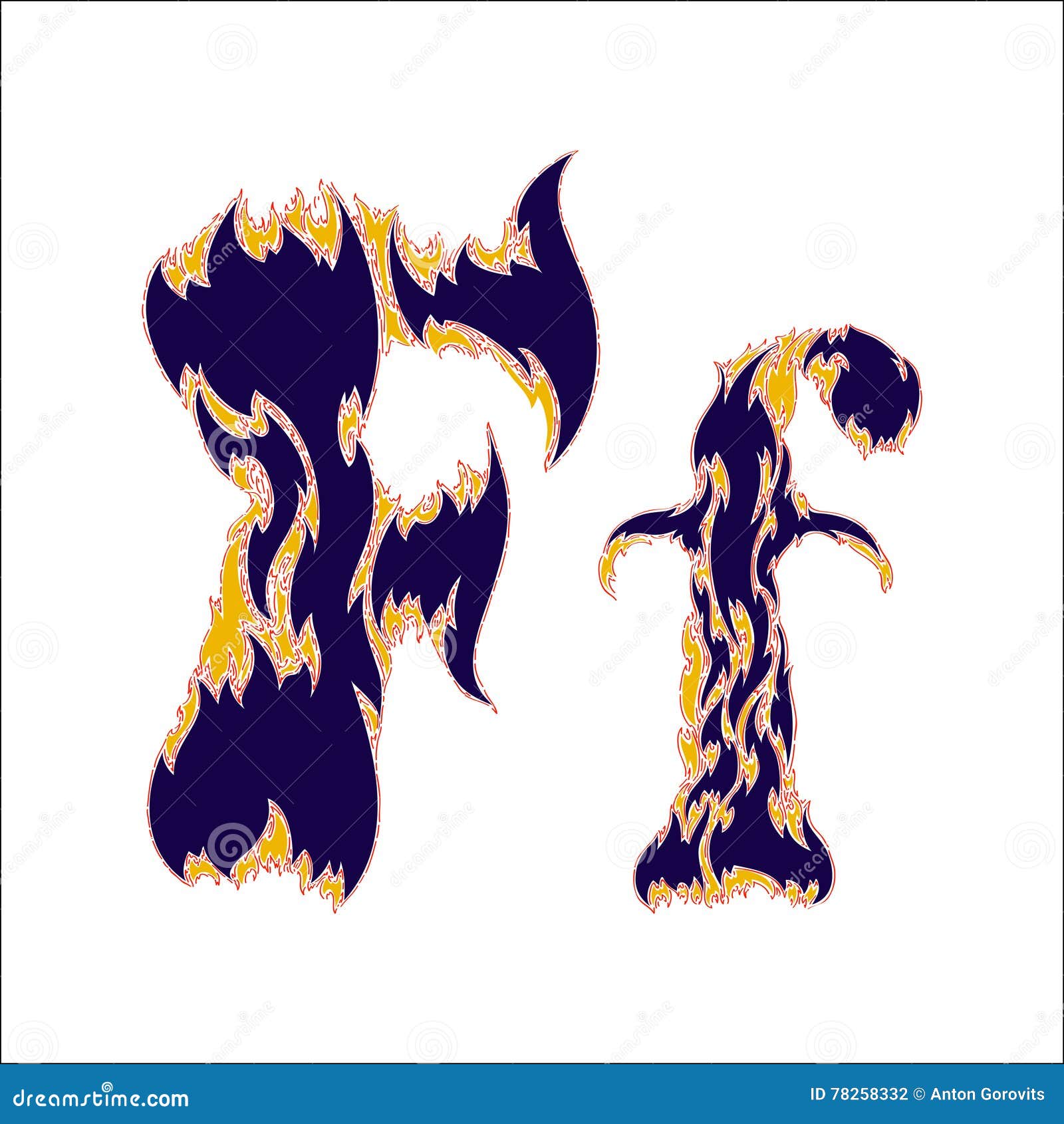 Fiery Font Blue Letter F on a White Background Stock Vector ...