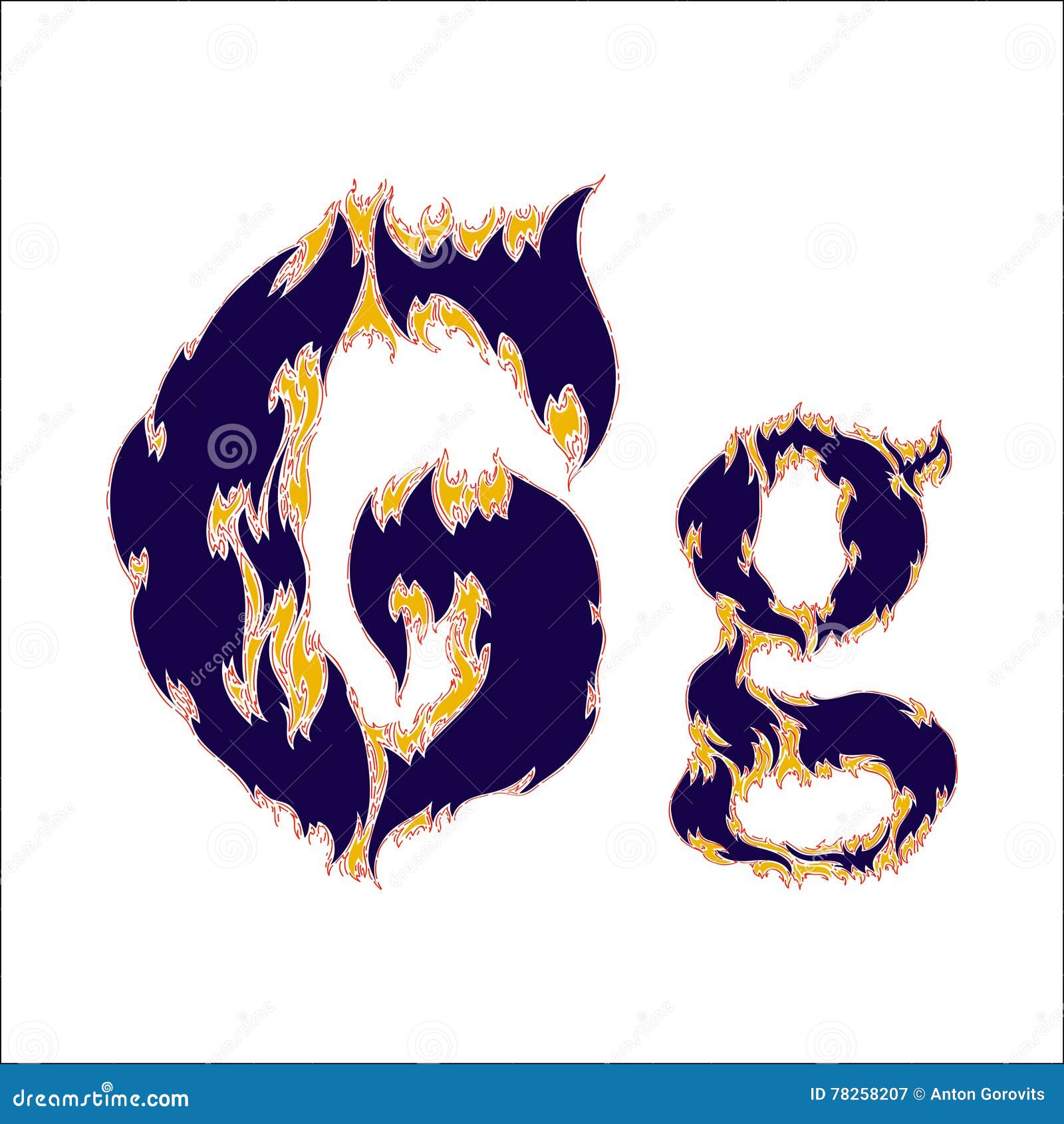 Fiery Font Blue Letter G on a White Background Stock Vector ...