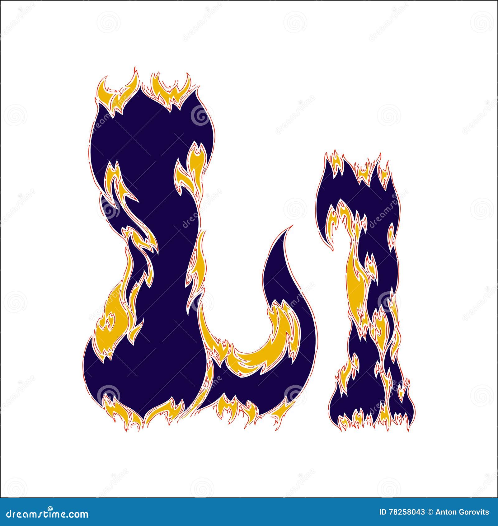 Fiery Font Blue Letter L on a White Background Stock Vector ...