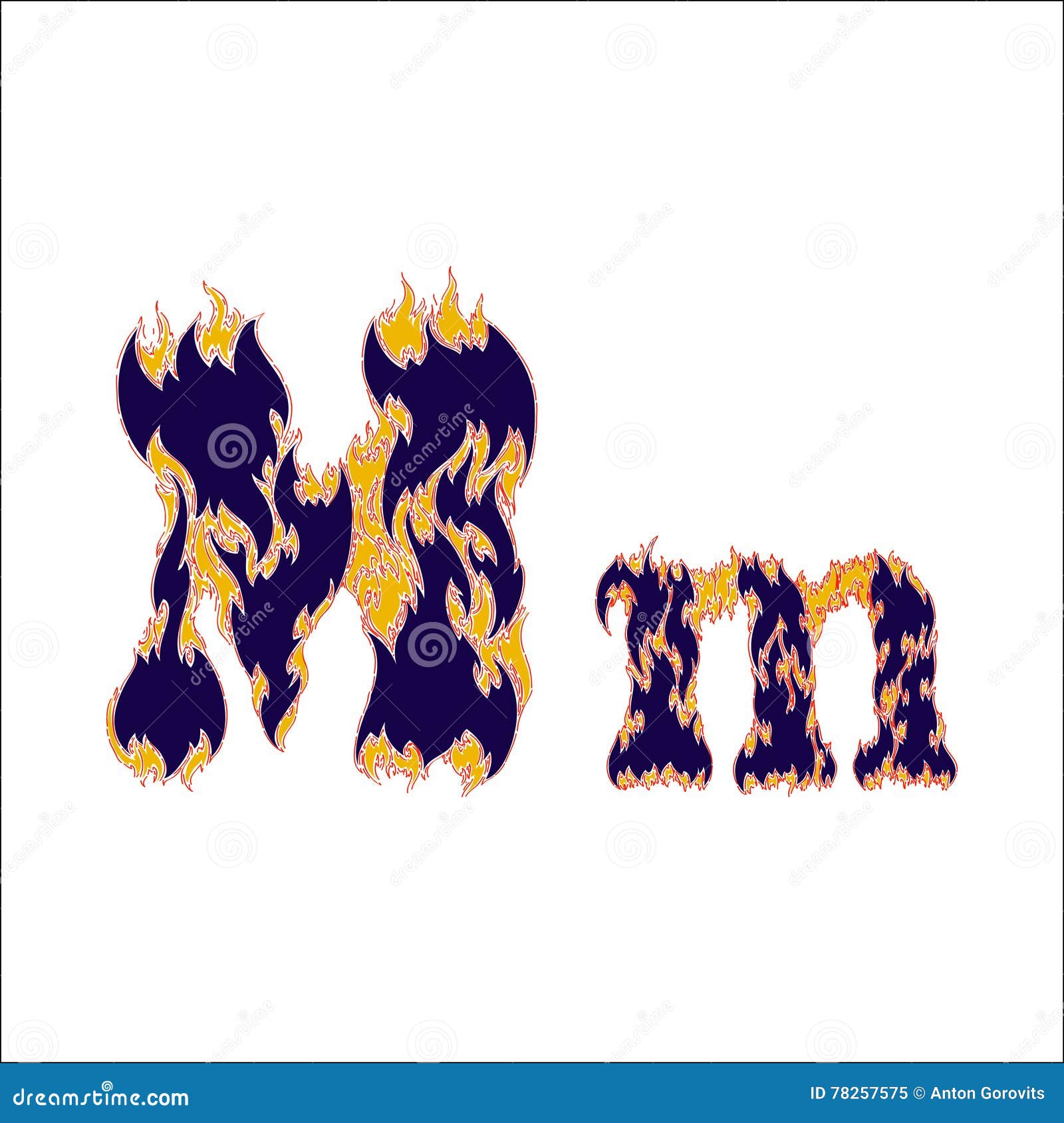 Fiery Font Blue Letter M on a White Background Stock Vector ...