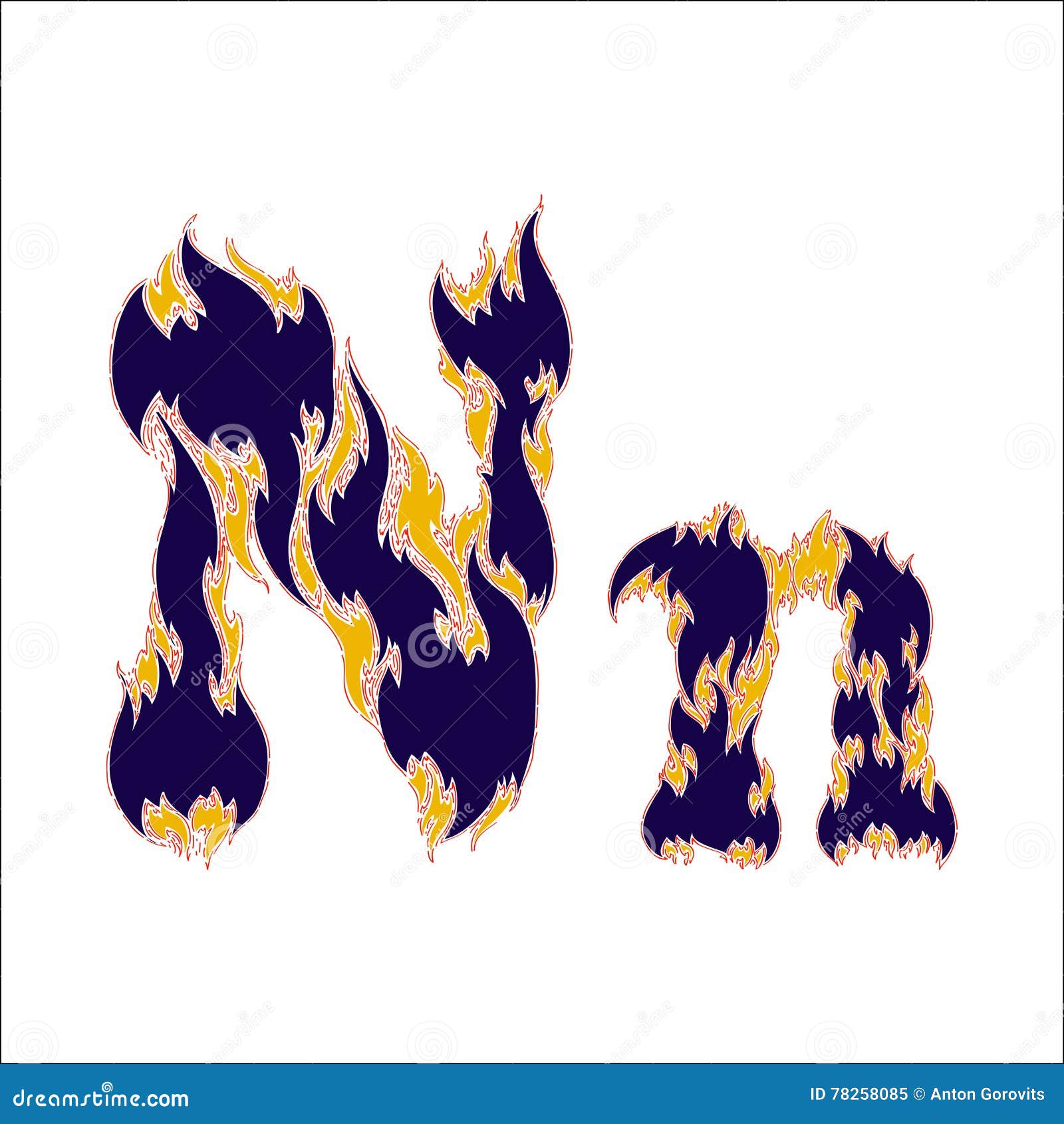 Fiery Font Blue Letter N on a White Background Stock Vector ...