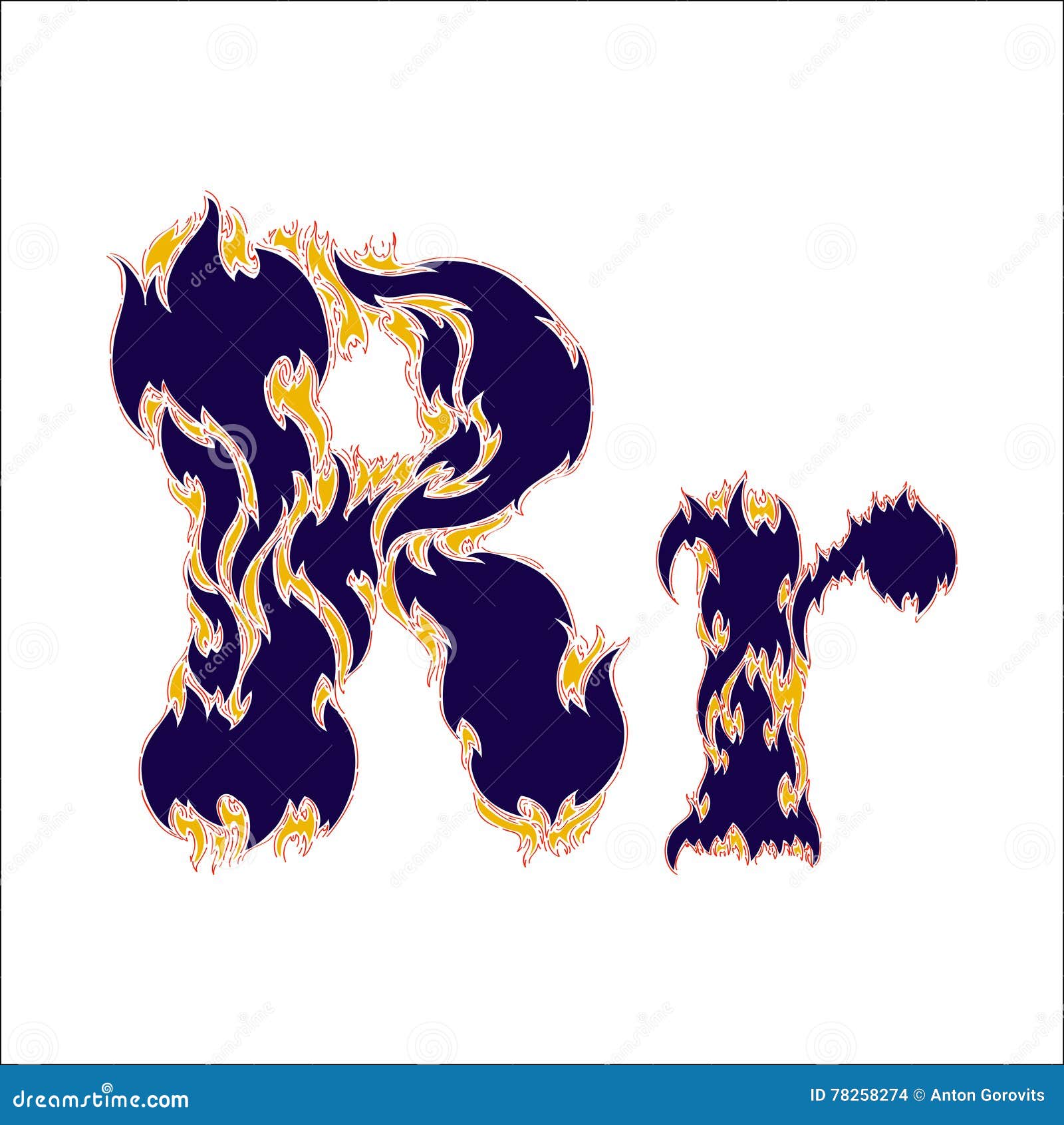 Fiery Font Blue Letter R on a White Background Stock Vector ...