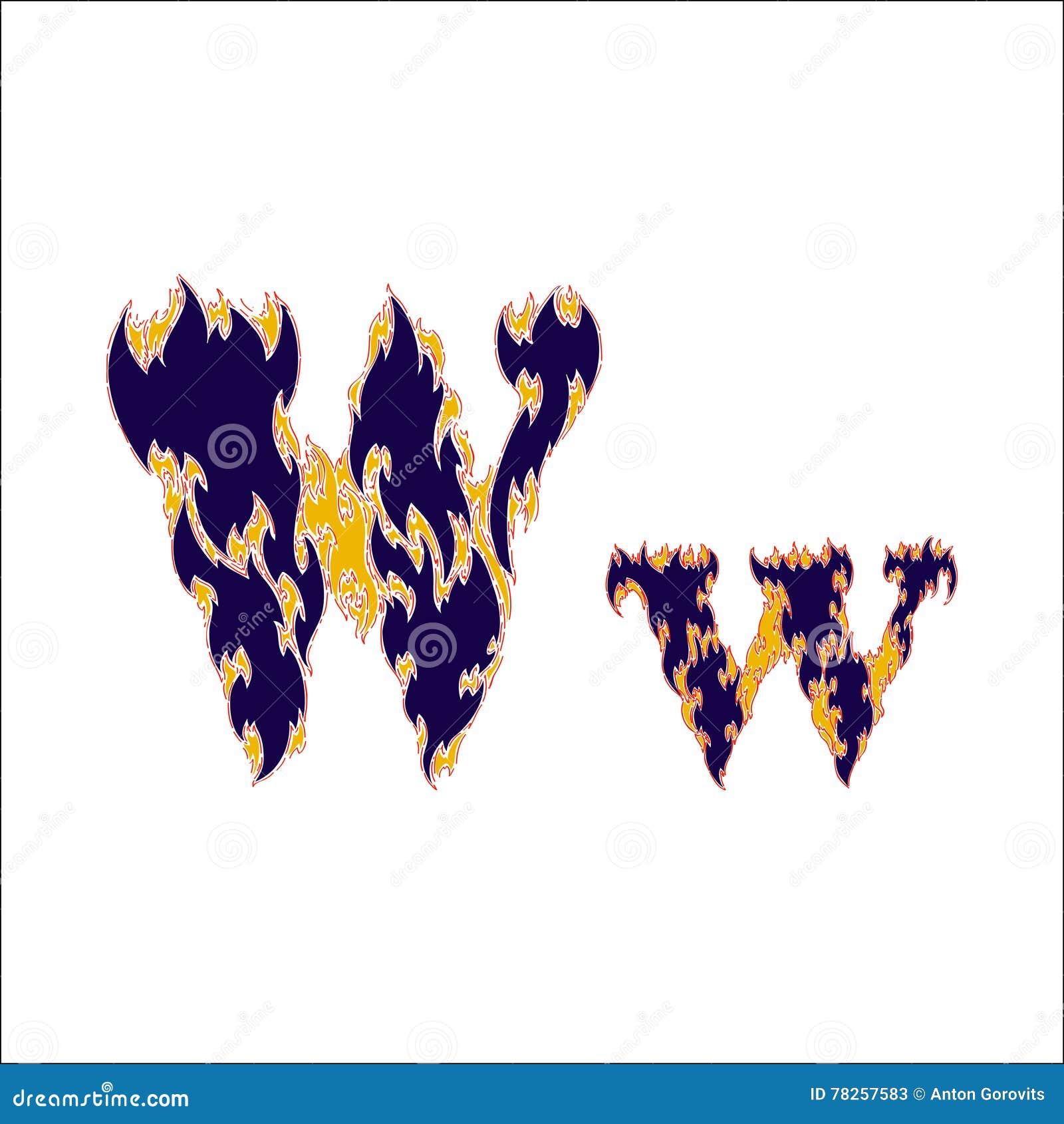 Fiery Font Blue Letter W on a White Background Stock Vector ...