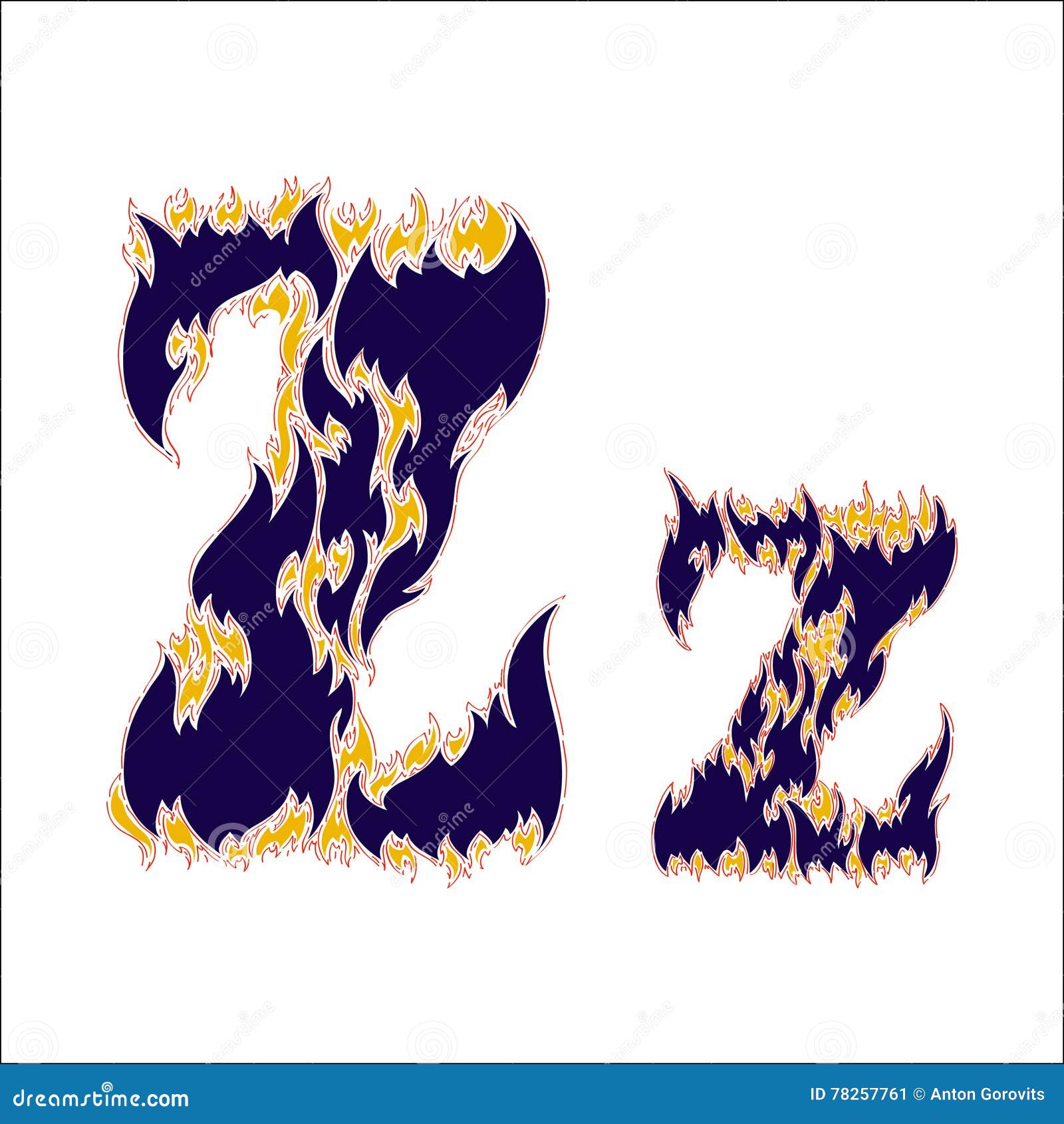 Fiery Font Blue Letter Z on a White Background Stock Vector ...