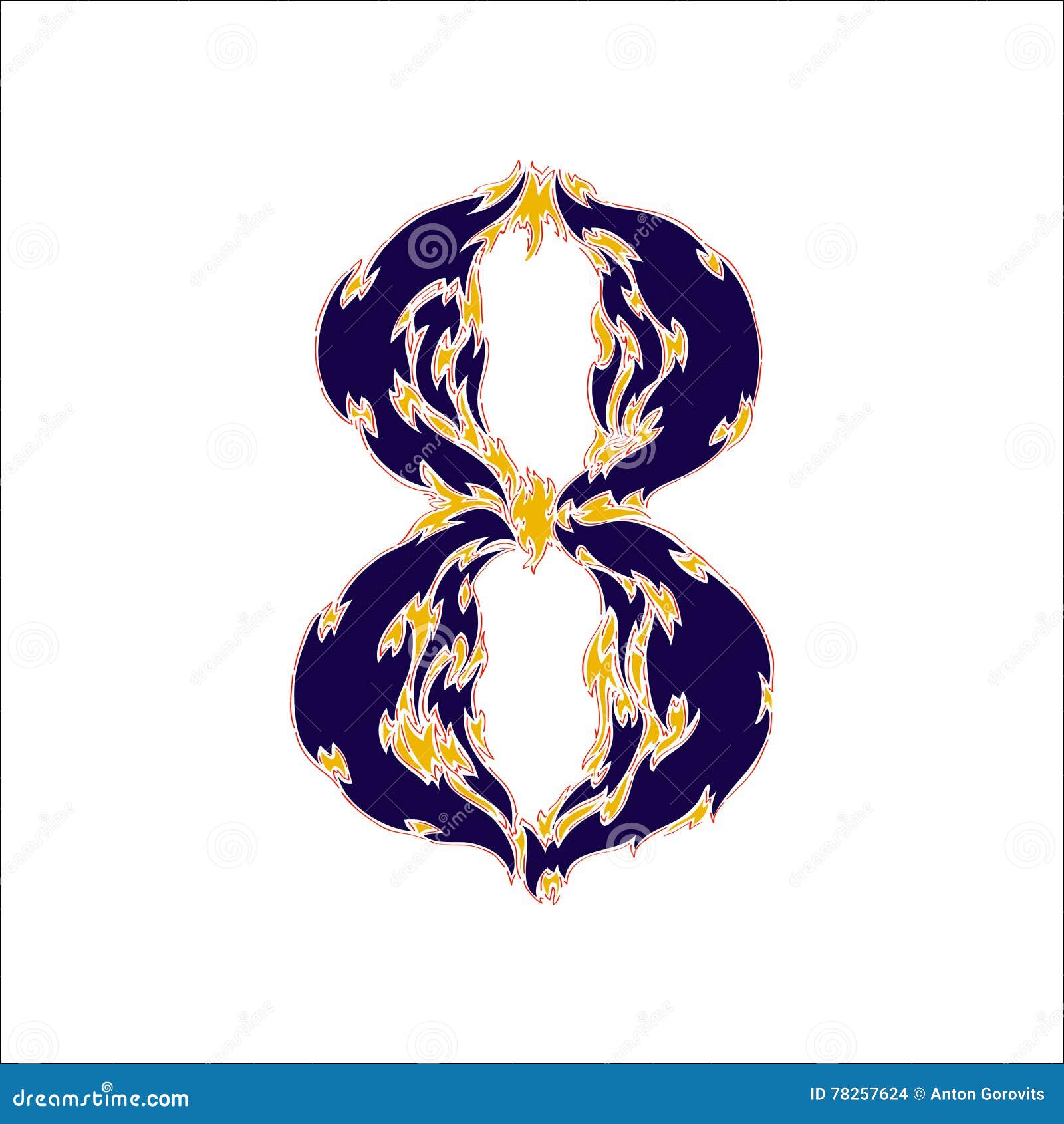 Fiery Font Blue Number 8 on a White Background Stock Vector ...