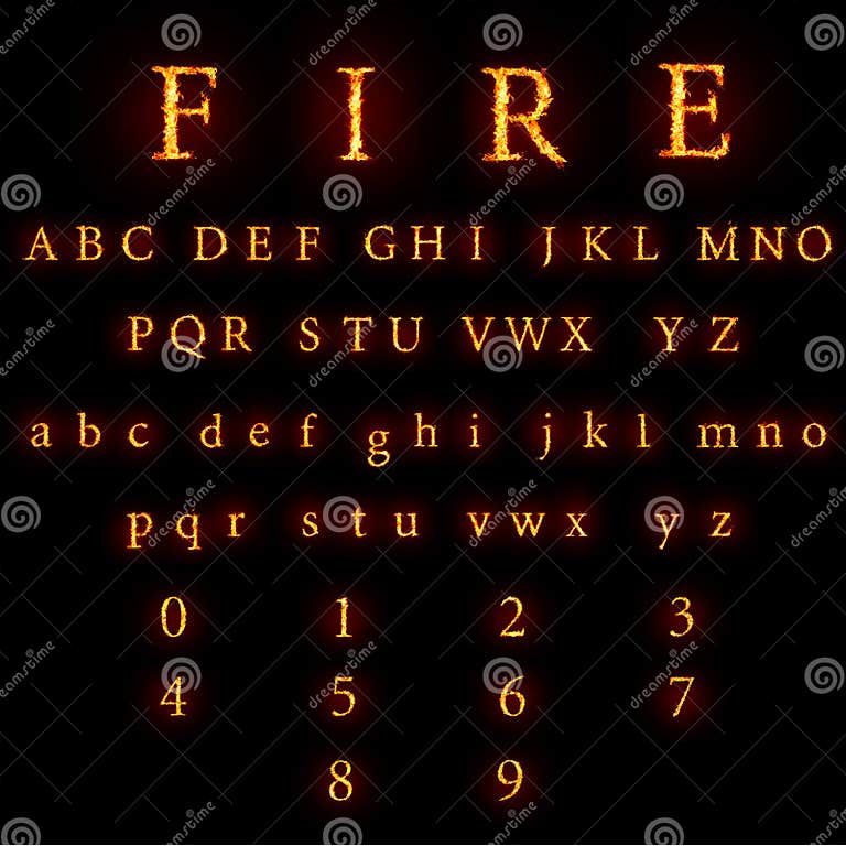 Fiery font collection stock illustration. Illustration of isolated ...