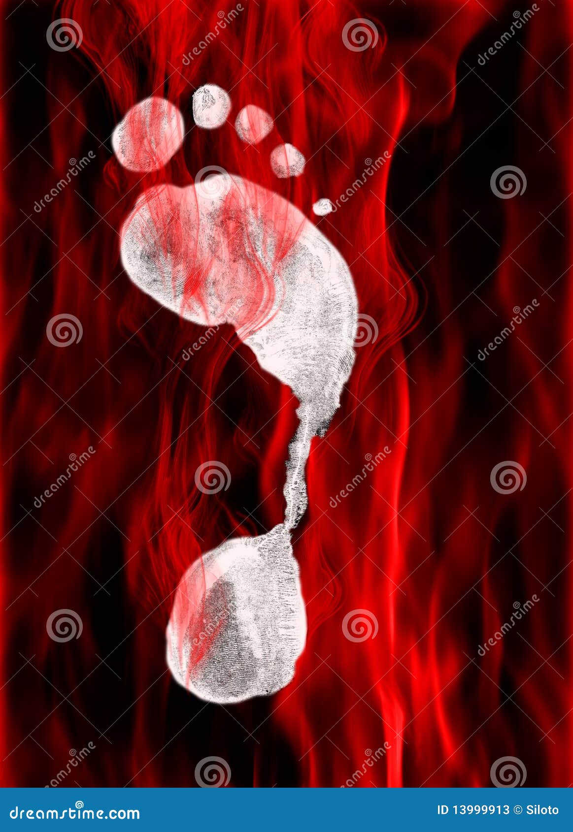 Fiery foot print stock illustration. Illustration of altered - 13999913