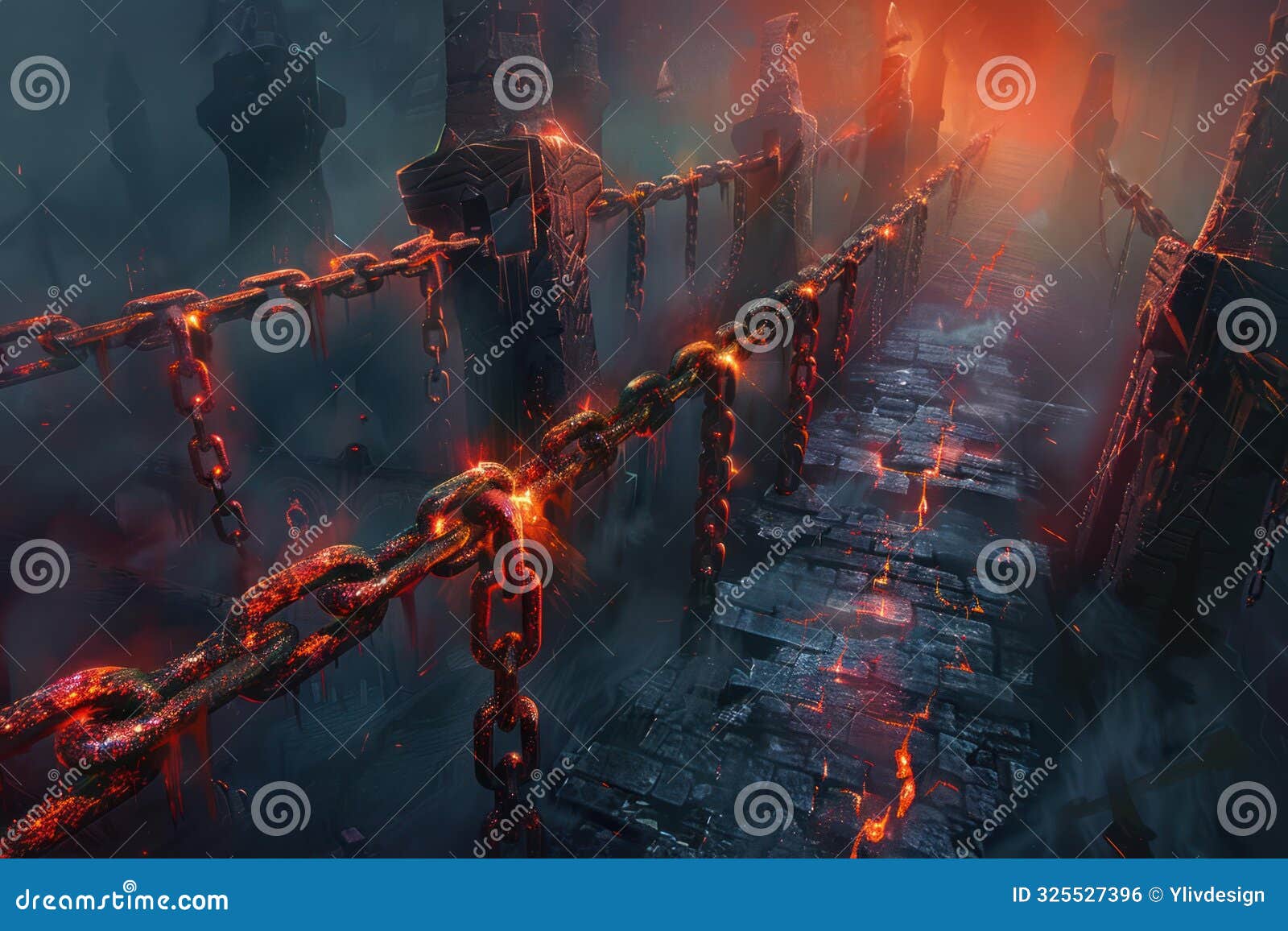 Apocalyptic Bridge in a Dystopian World Stock Illustration ...
