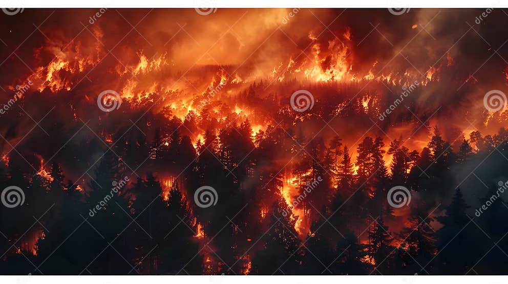 Fiery Forest Inferno Illustration Stock Illustration - Illustration of ...