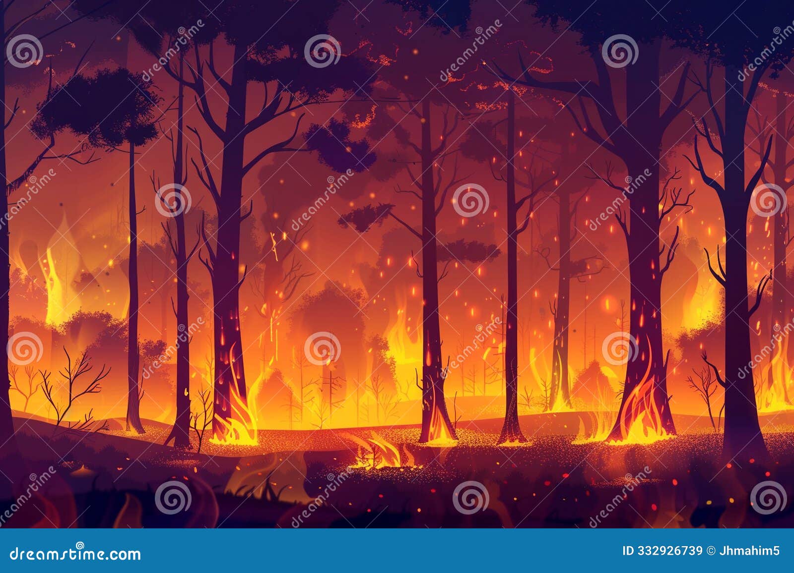 Forest Fire Illustration stock illustration. Illustration of nature ...